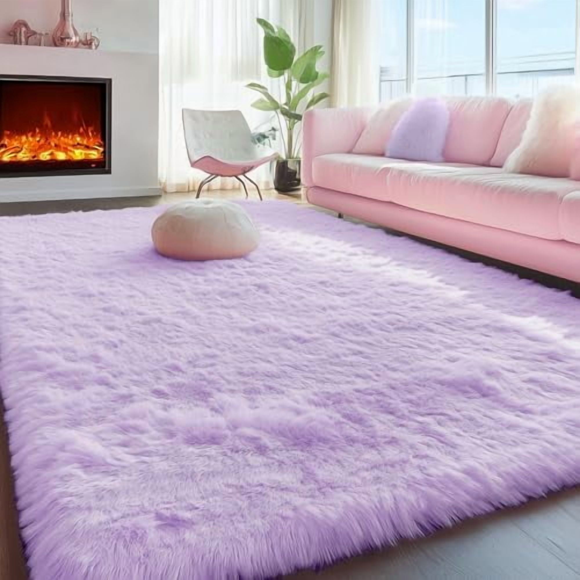Fluffy Soft Purple Rug 4' x 6' Rug, Shaggy Rugs for Bedroom Living Room ...