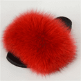 Fluffy Solid Faux Fur Slides Slippers for Women, Open Toe Non-slip Cozy ...