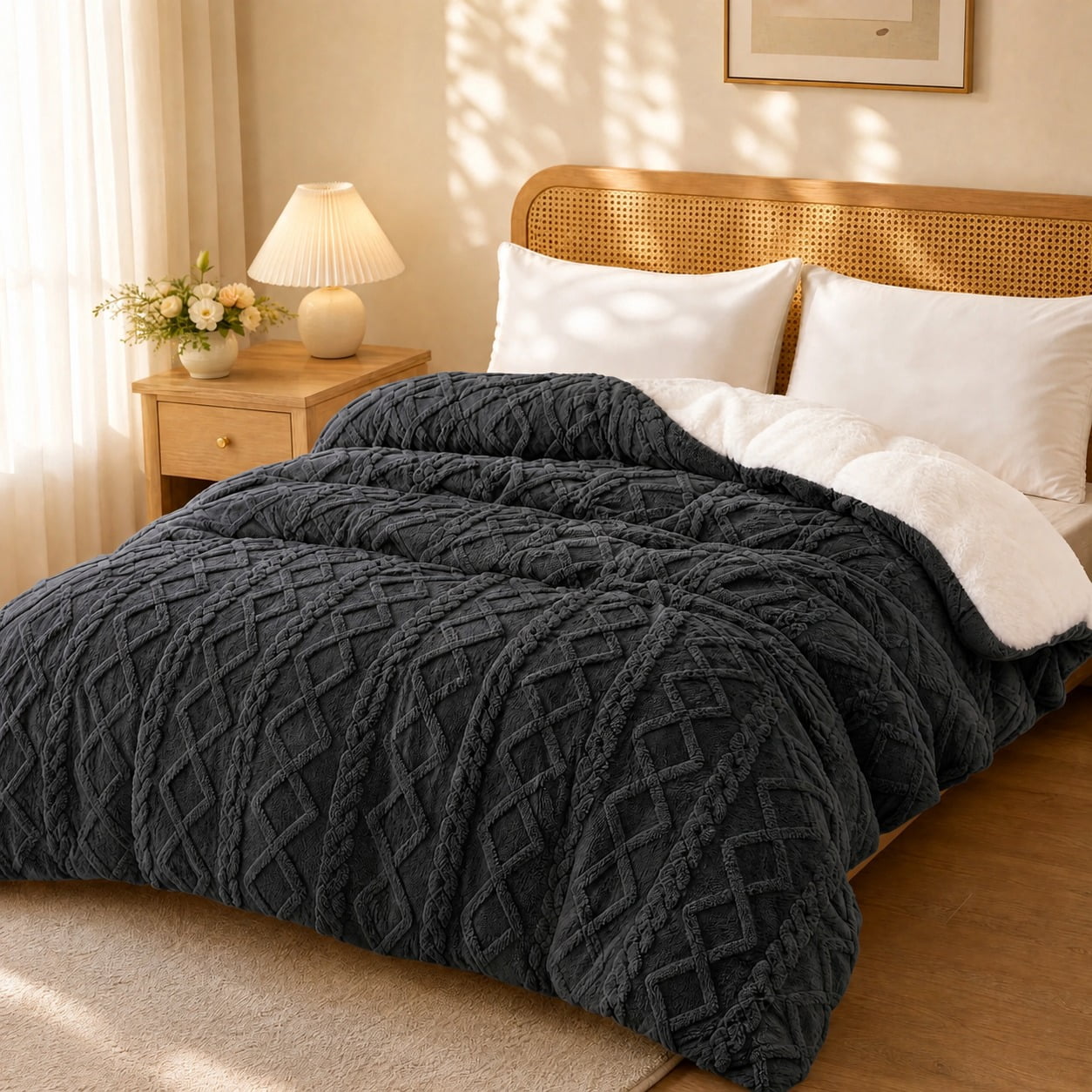 Fluffy Taffeta Fleece Throw Blanket, Anti-Static Machine Washable ...