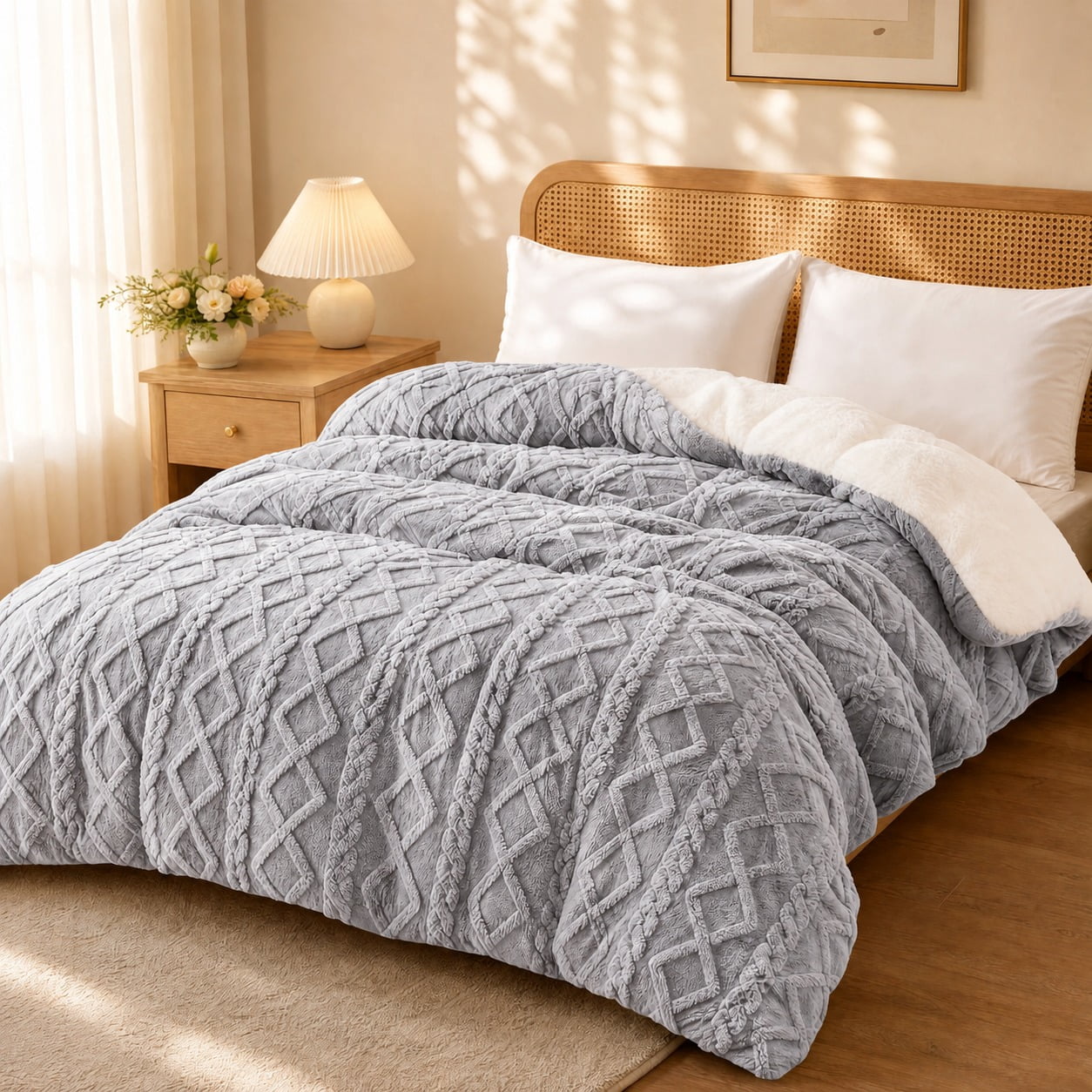 Fluffy Taffeta Fleece Throw Blanket, Anti-Static Machine Washable ...