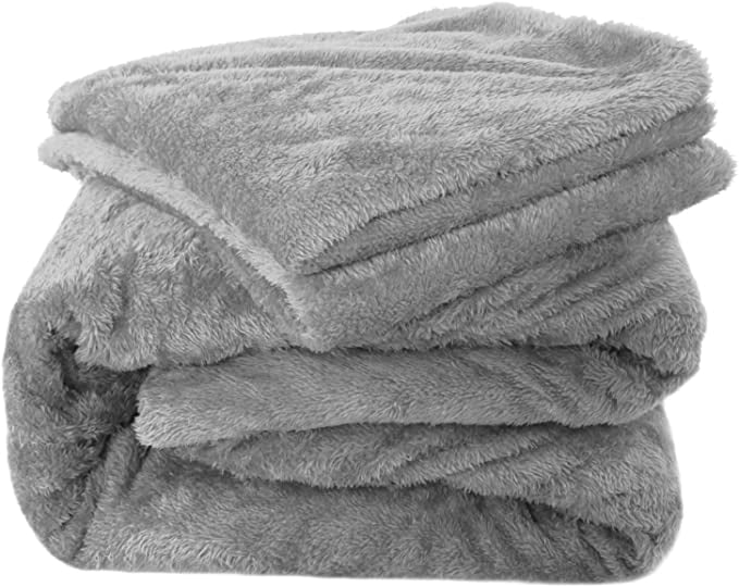 Fluffy Teddy Fleece Grey King Fitted Sheet- 1 Deep Pocket Furry Fleece ...