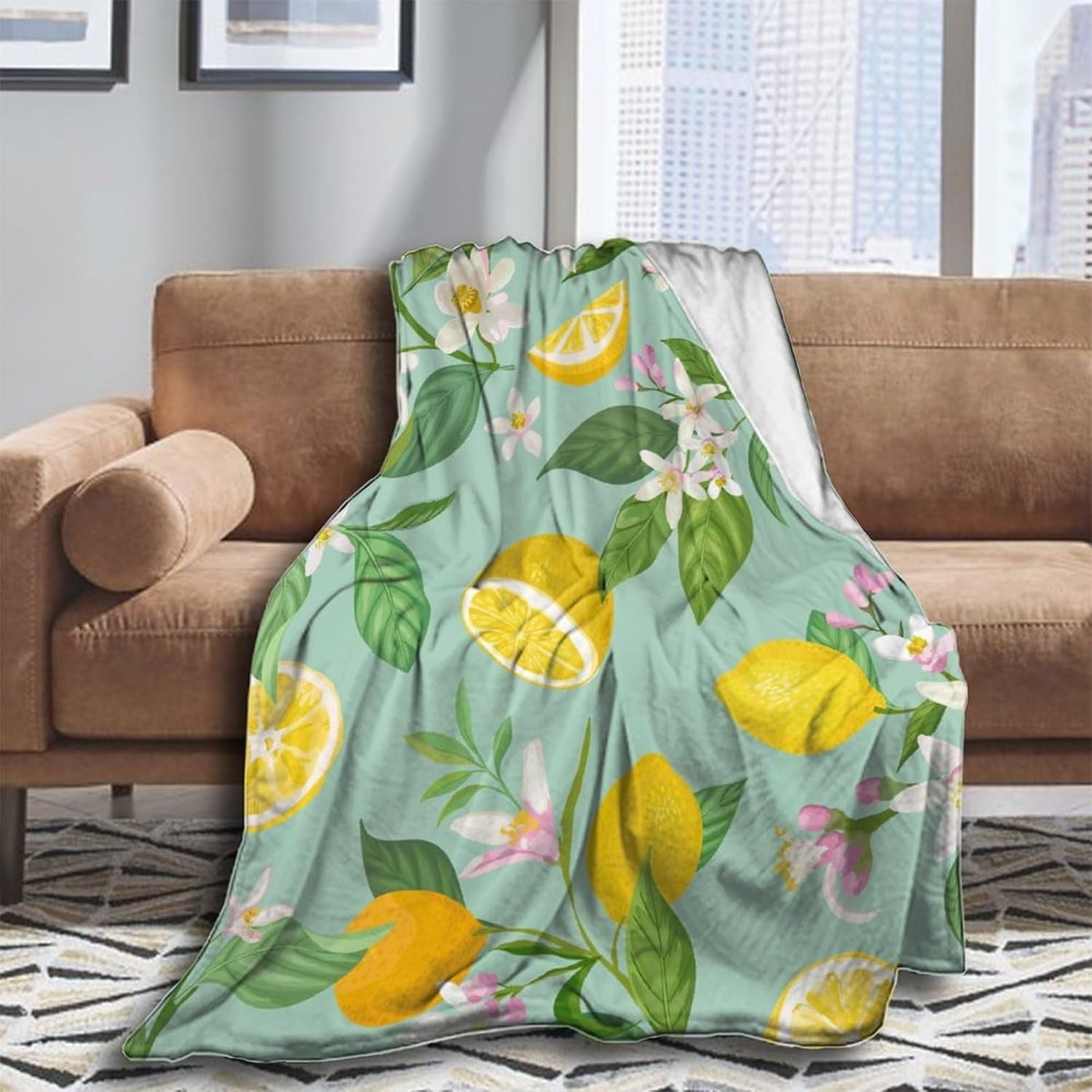 Fluffy Throw Blanket Ultra-Soft Throw Blanket Cozy Tropical Fruits Mint ...