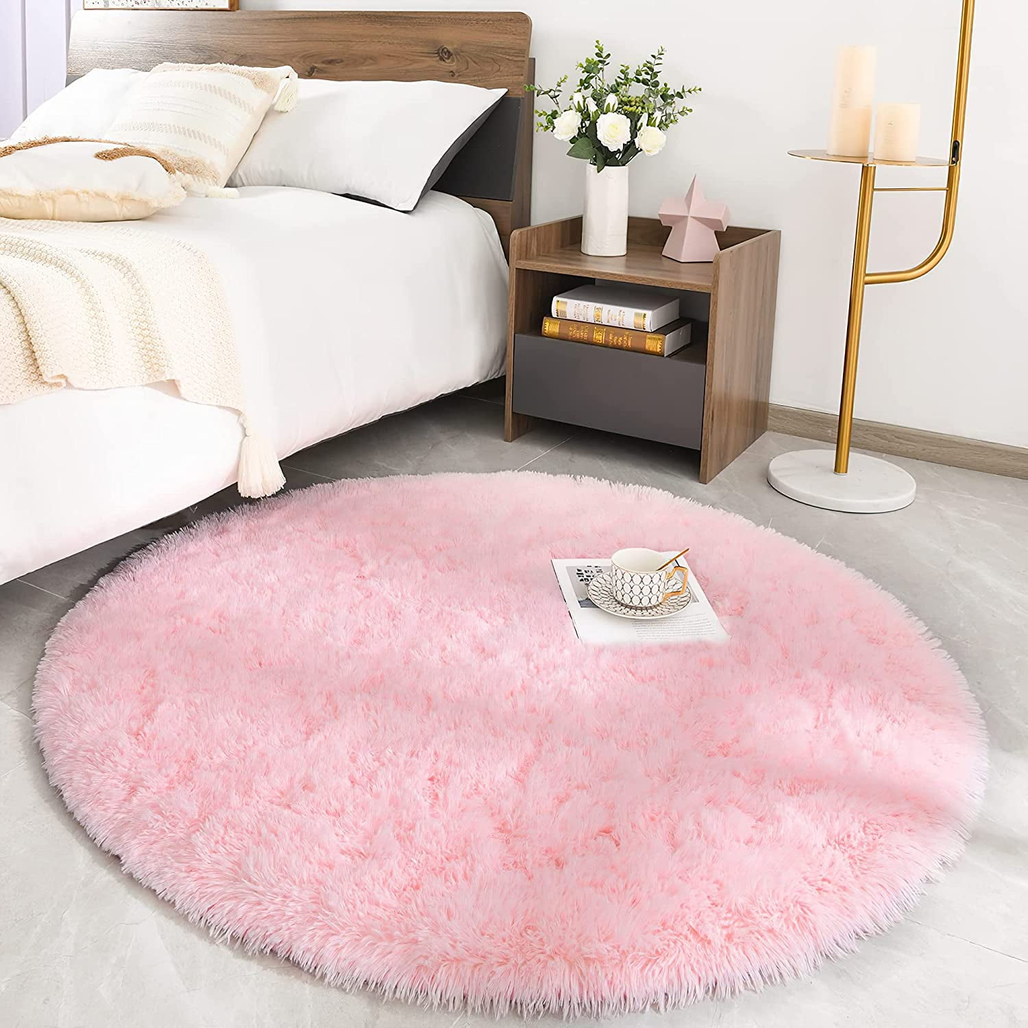 Fluffy Velvet Rug For Living Room, Kid's Room, Super Soft Circle Rug ...