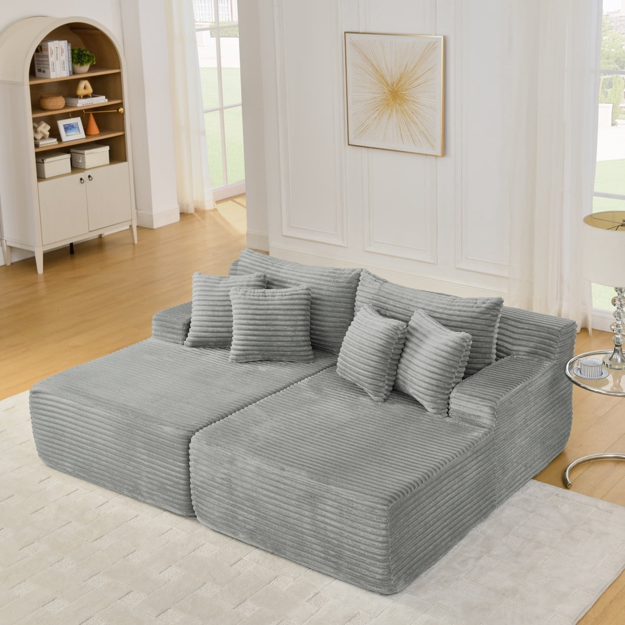 Fluffy Velvet Two-Seater Couch,Compressed Sofa No Assembly Required ...