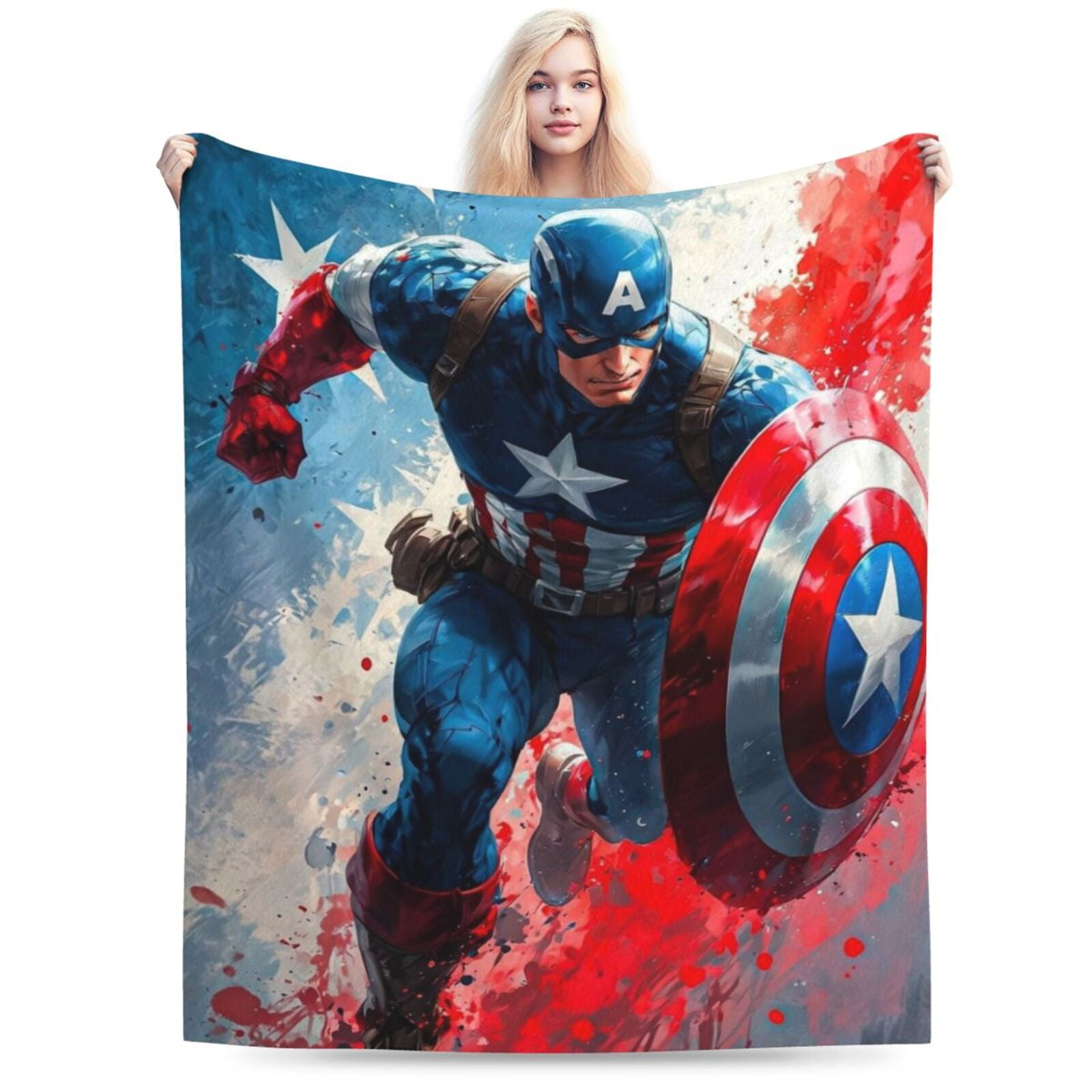Fluffy Warm Plush Throw Captain America Cozy Blanket for Bed Couch ...