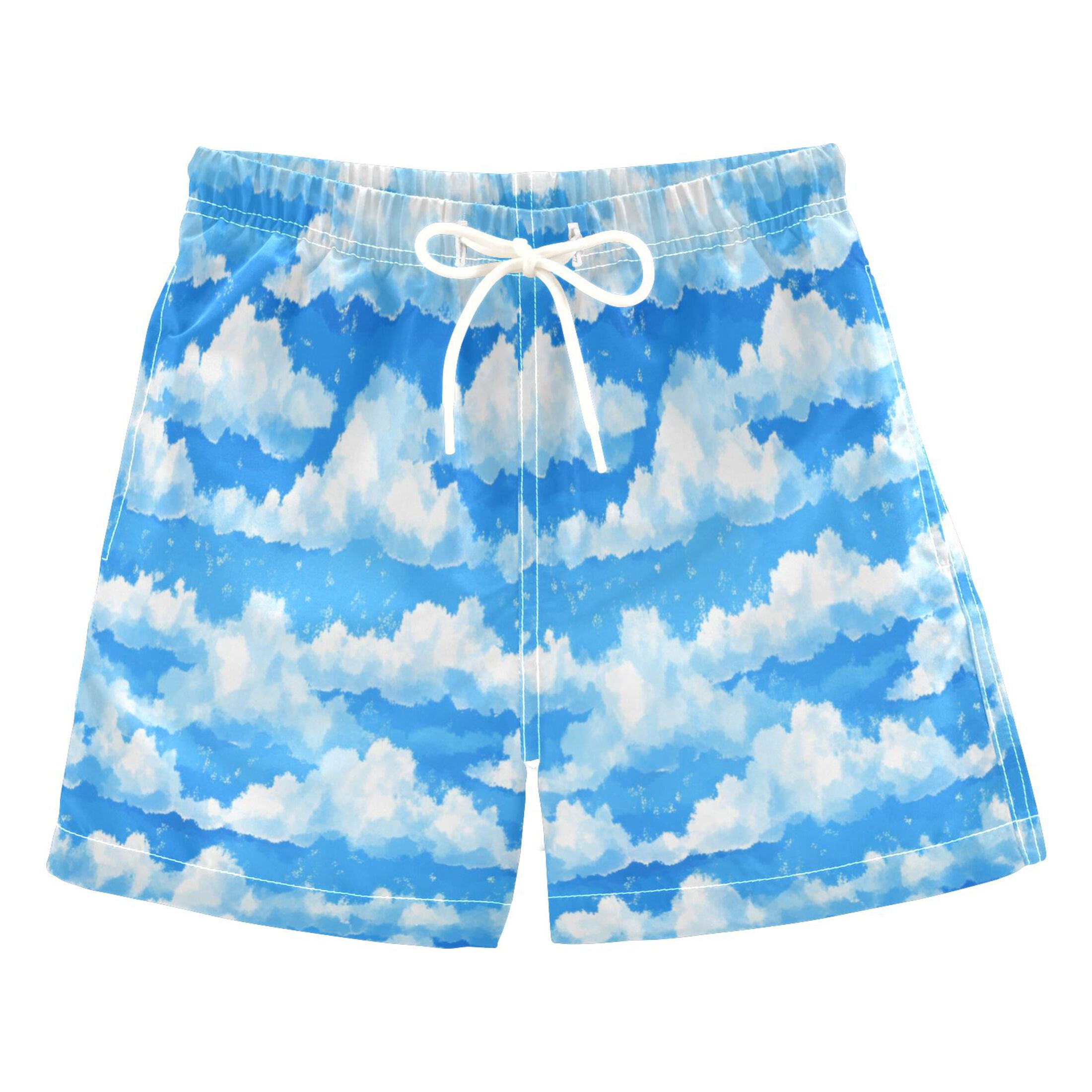 Fluffy White Clouds Boys' Swim Trunks Beach Pool Shorts Quick Dry Soft ...
