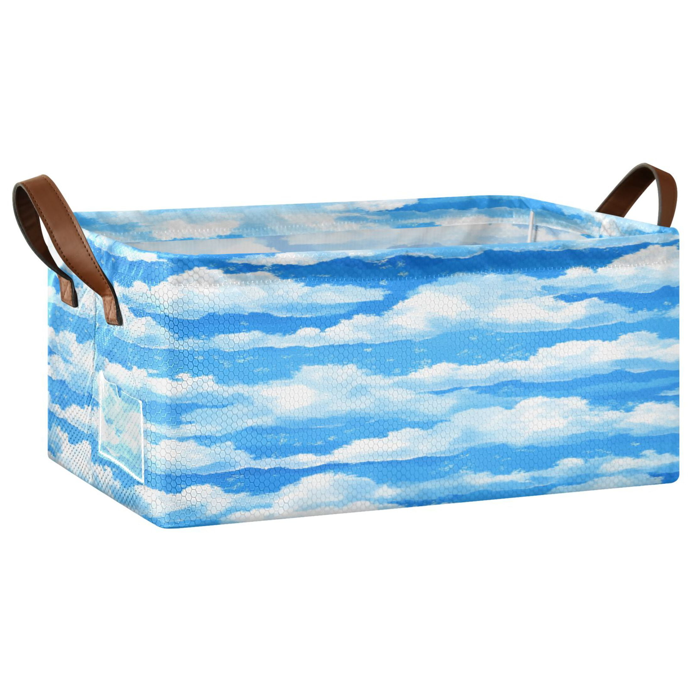 Fluffy White Clouds Open Home Storage Bins Foldable Metal Frame Shelf ...