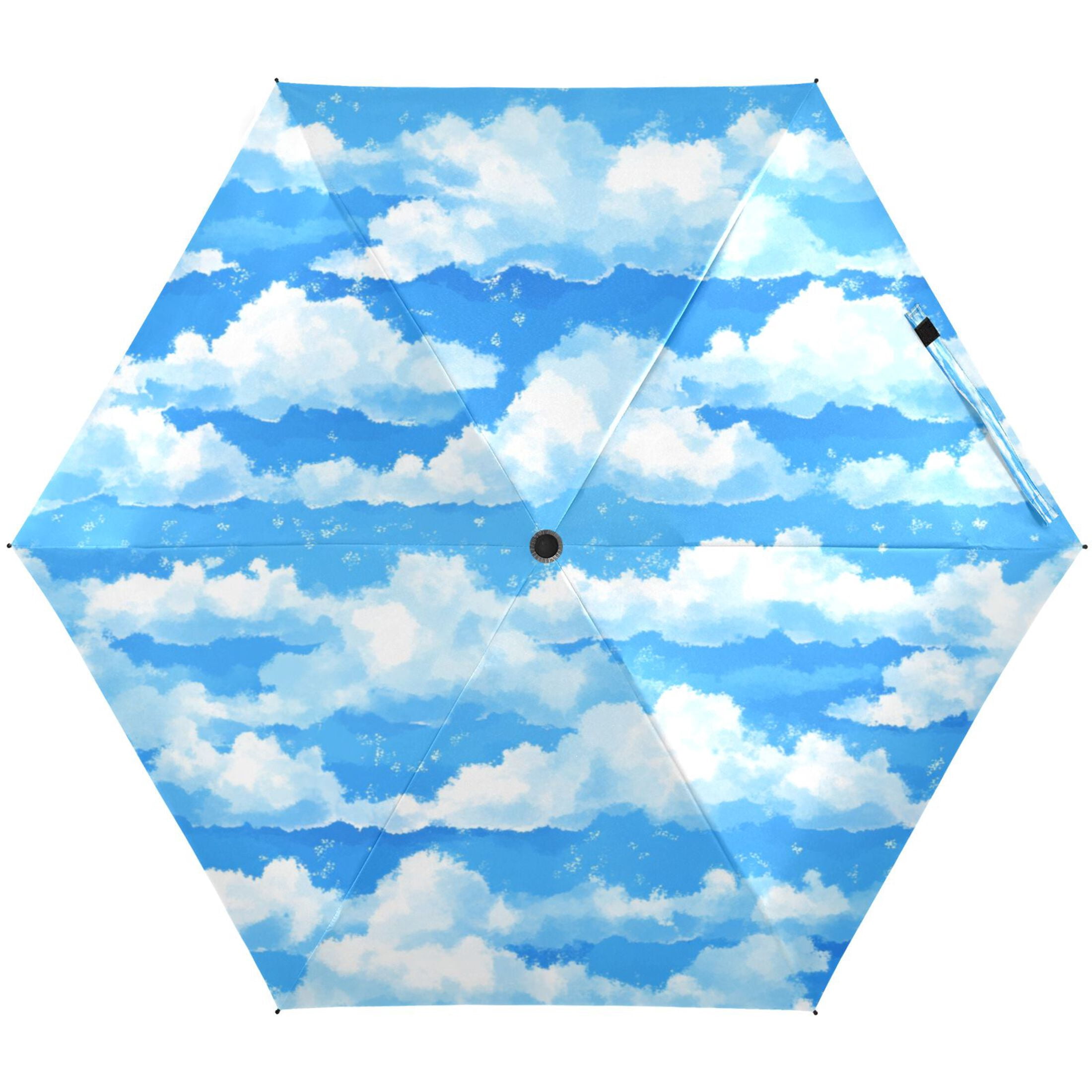 Fluffy White Clouds Umbrellas for Sun Auto Open Close UV50+ Waterproof ...
