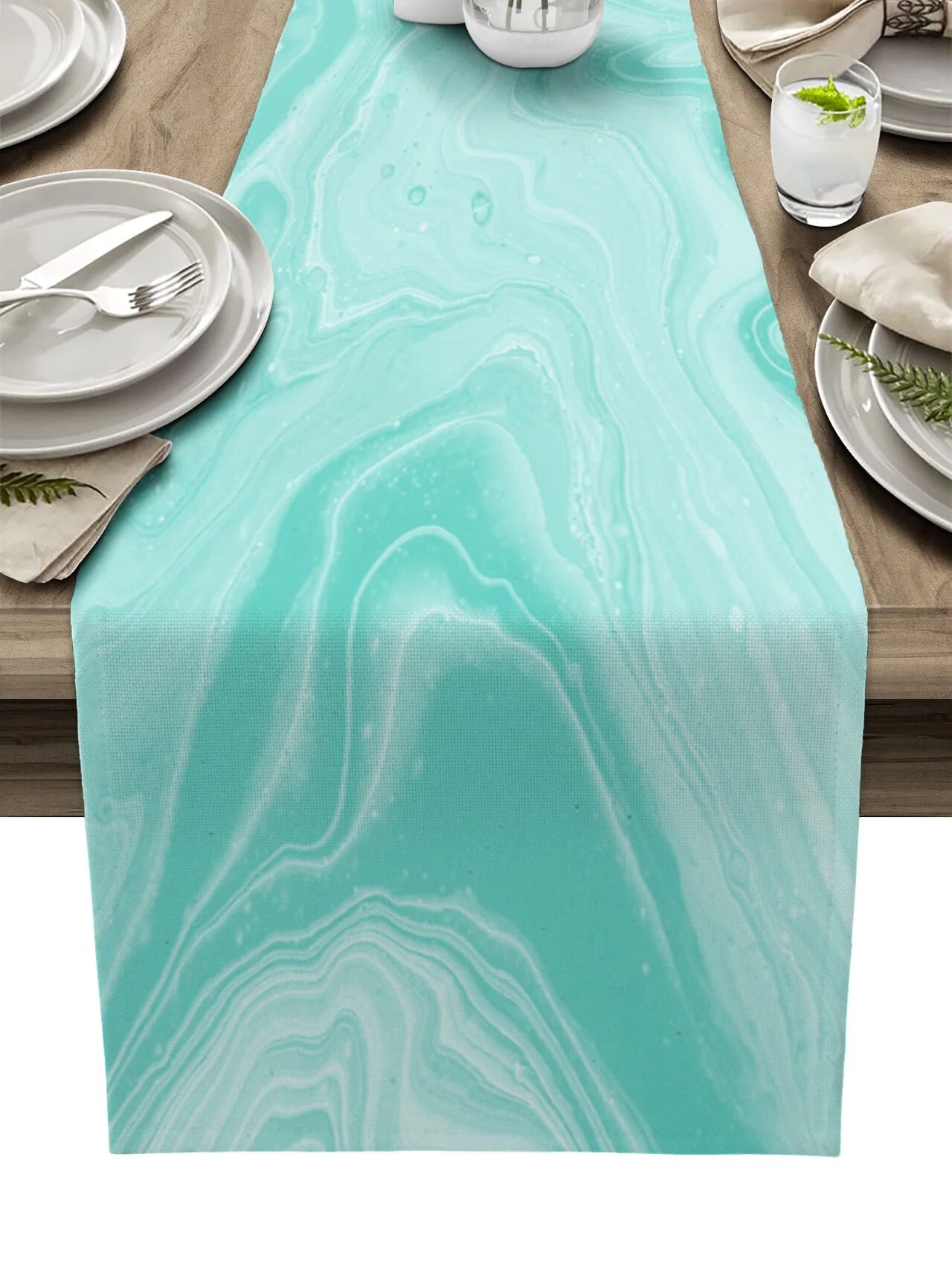 Fluid Art Emerald Green Table Runner Home Wedding Table Flag Mat Table ...