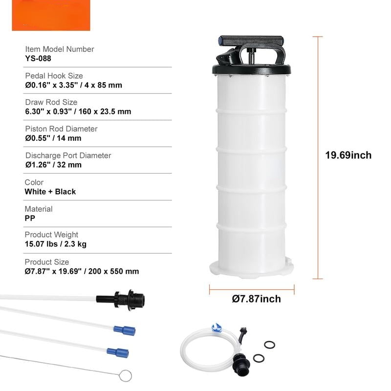 Fluid Extractor, 4 Gallons (15 L), Pneumatic/Manual Oil Changer Vacuum ...