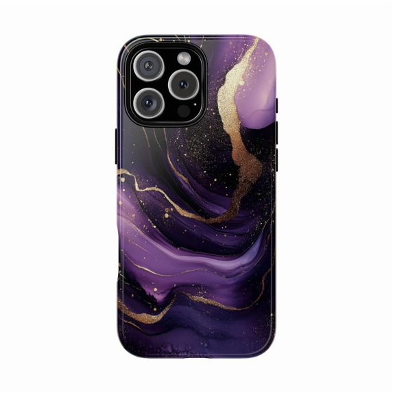 Fluid Gold Purple Marble Chic Gradient Swirl Case for iPhone 17 16 15 ...