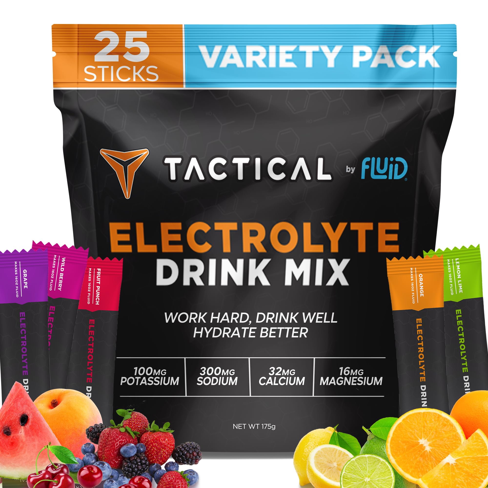 Fluid Tactical - 25 Count Electrolyte Powder | Variety Pack | Travel ...