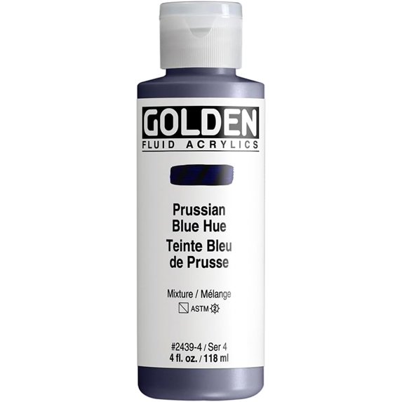 Fluid s by GOLDEN, Prussian Blue Hue, 4 fl. oz. Bottle, Professional ...