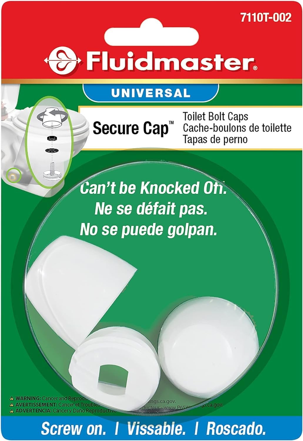 Fluidmaster 7110T-002-P10 Secure Toilet Bolt Caps, White - Walmart.com