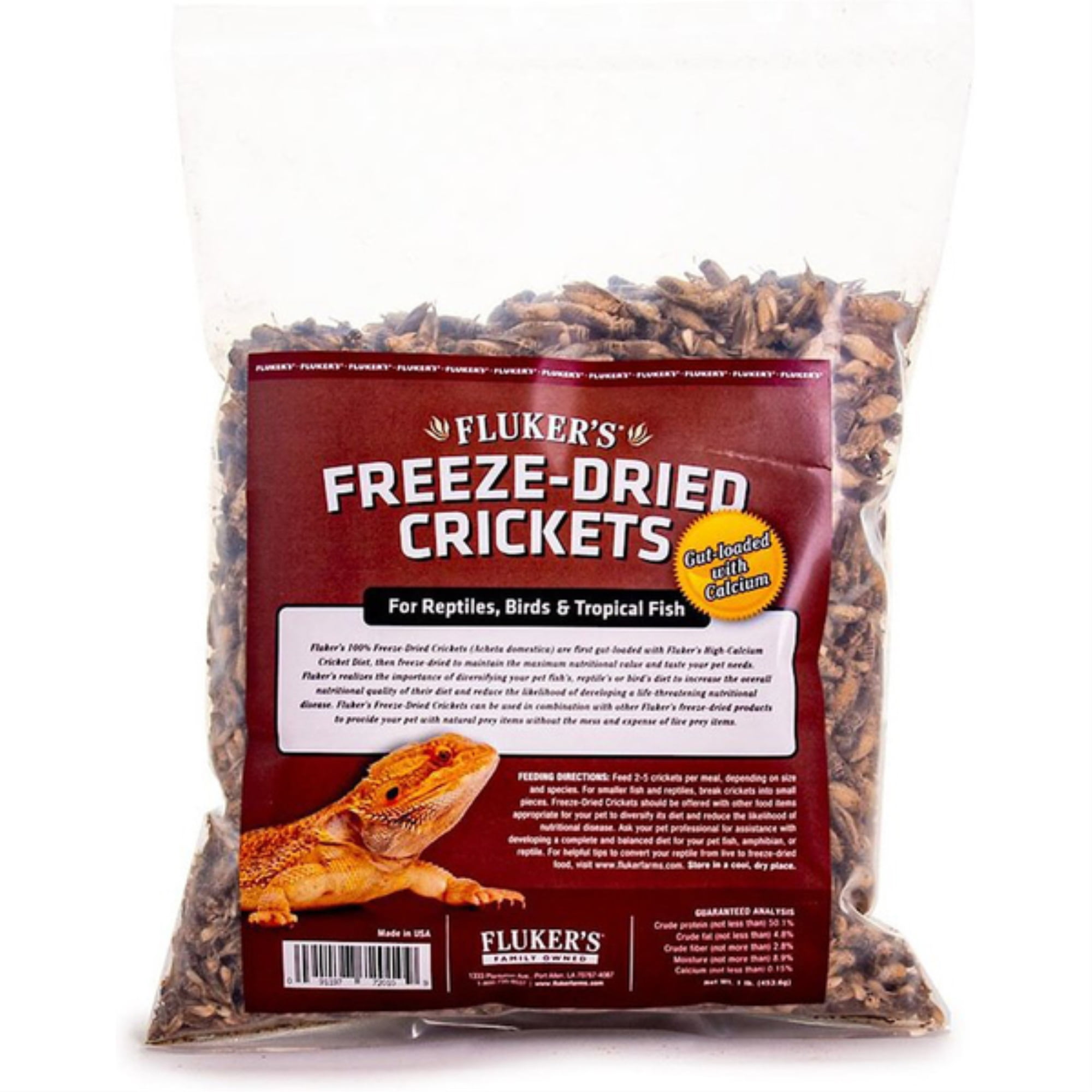 Flukers Freeze Dried Crickets Gut Loaded With Calcium For Reptiles