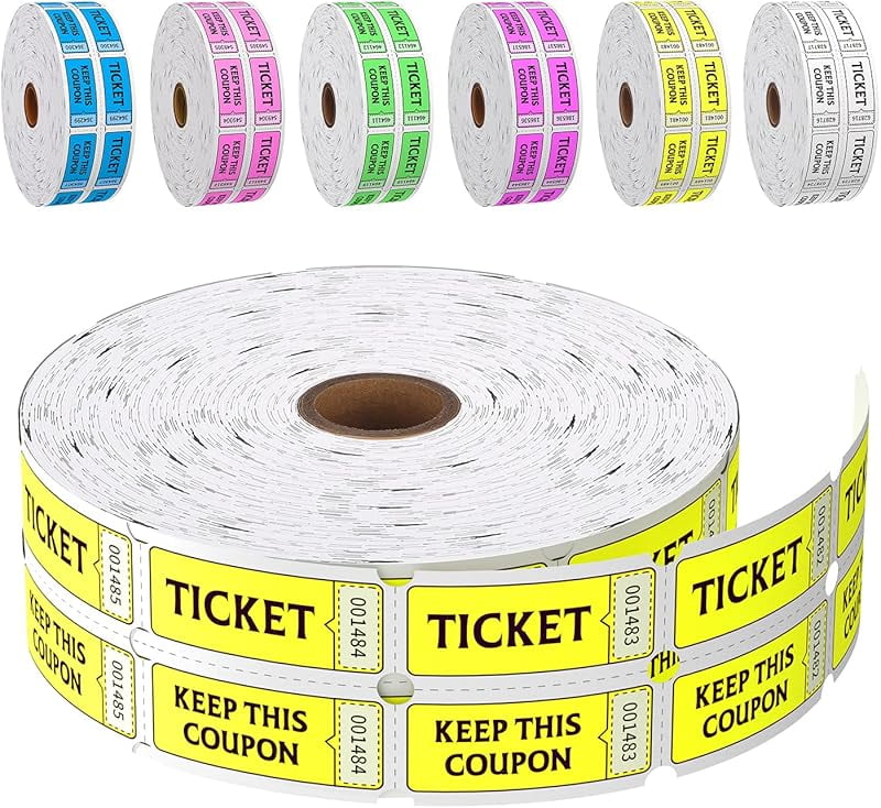 Fluorescence Raffle Tickets Double Roll 2000 Tickets White 50/50 ...