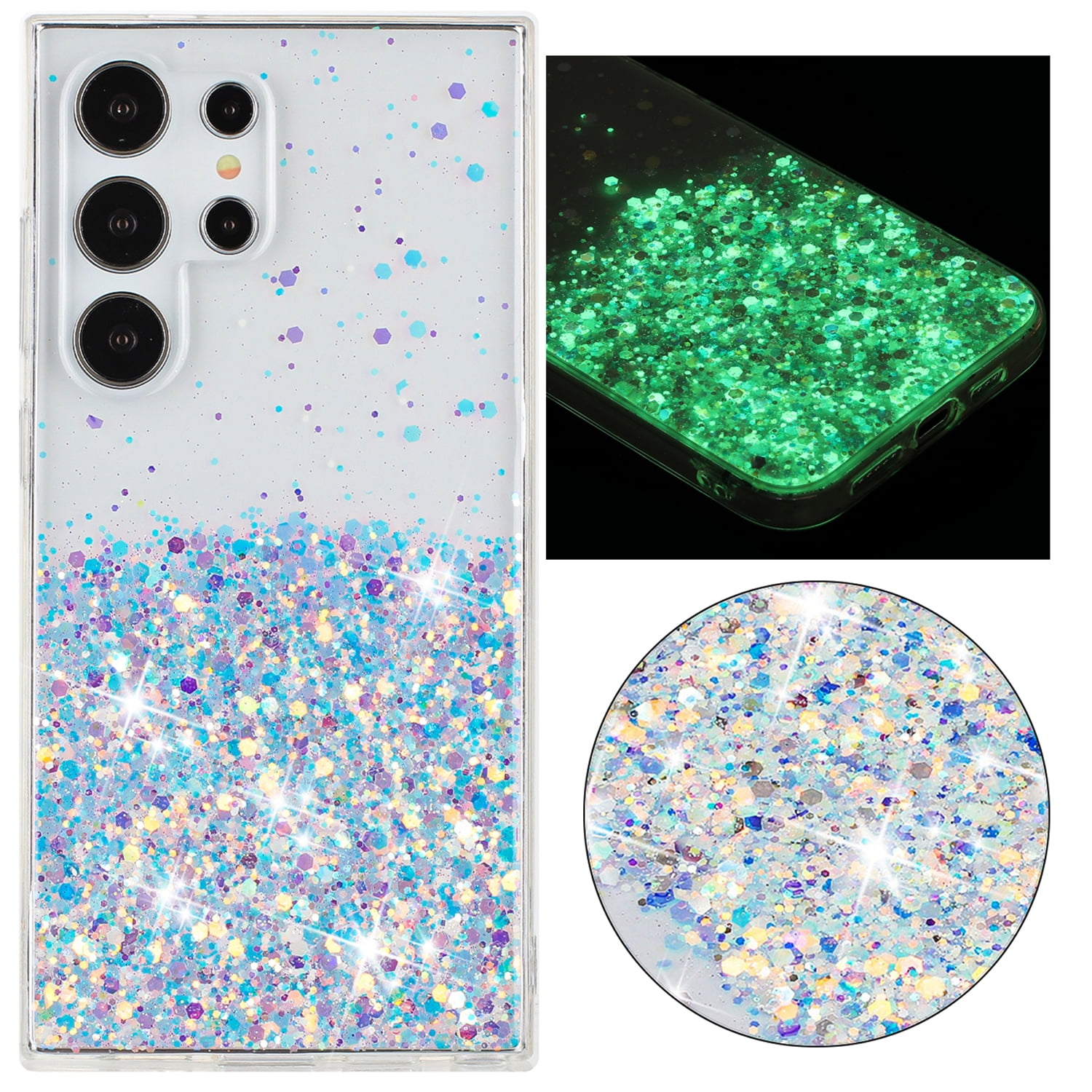 Fluorescent Case for Samsung Galaxy S24 Ultra, Luxury Glitter Glow in ...