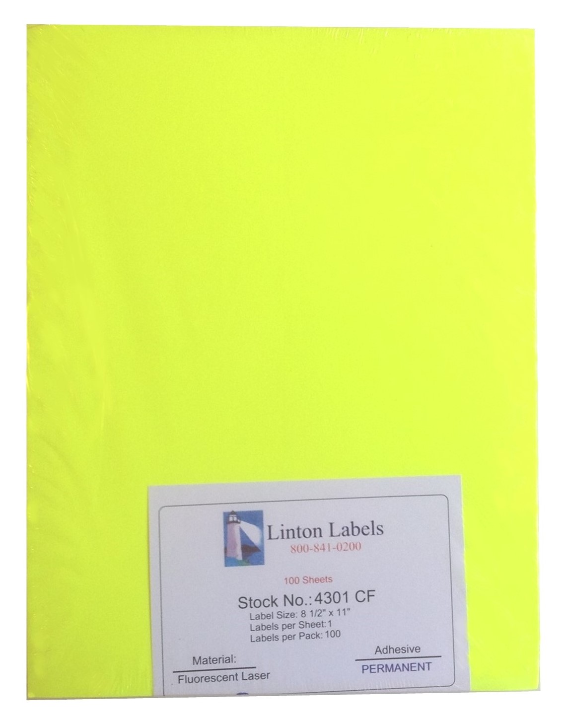 Fluorescent Chartreuse Laser Labels, 8.5" x 11", Full Sheet Label ...