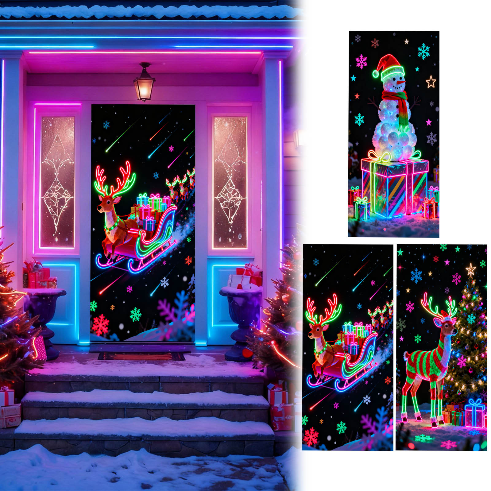 Fluorescent Christmas Door Cover Fluorescent Door Banner for Christmas ...