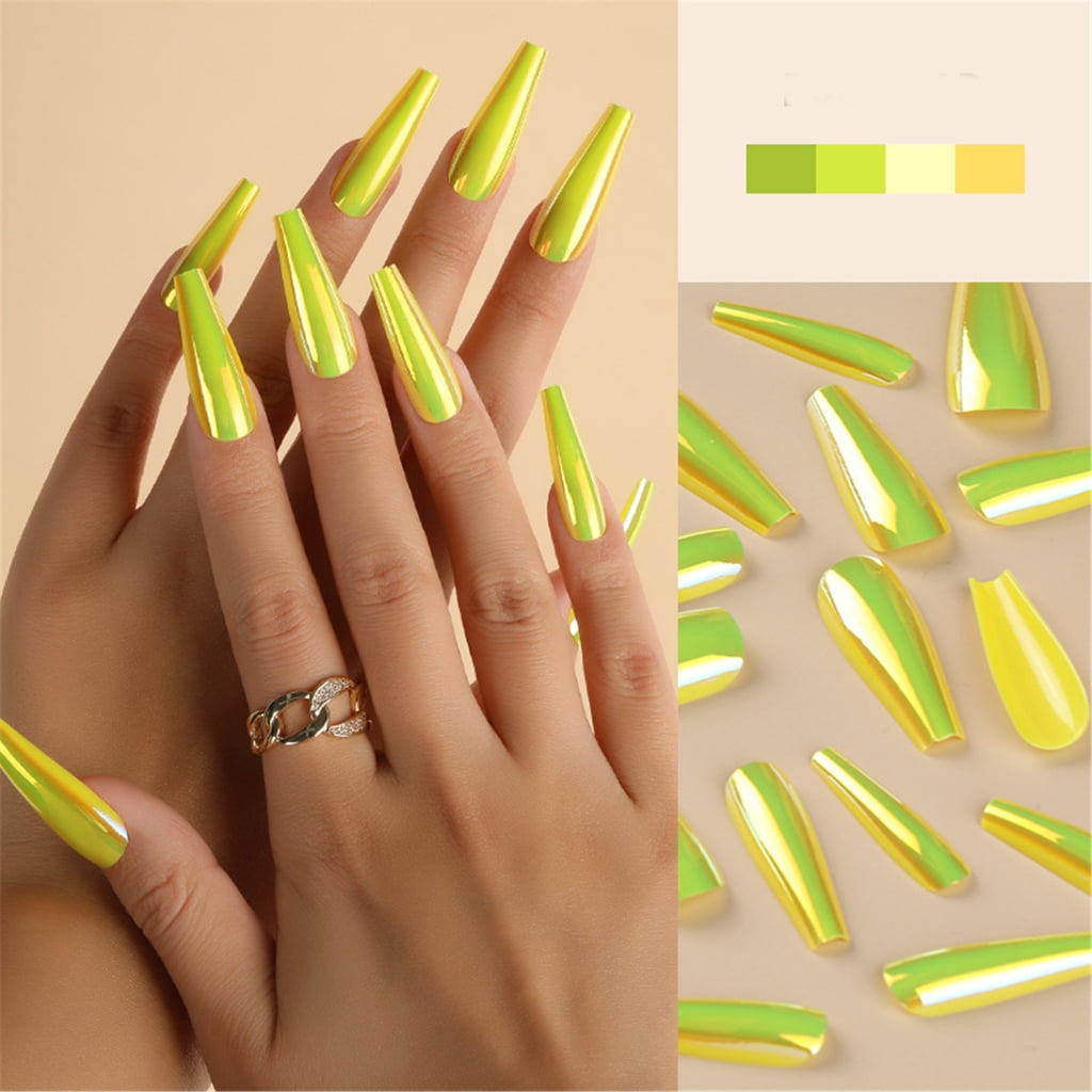Fluorescent Coffin False Nails Artificial Nails Long Ballerinas False ...