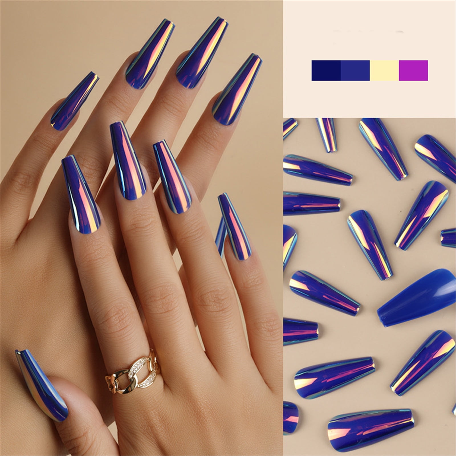 Fluorescent Coffin False Nails Artificial Nails Long Ballerinas False ...