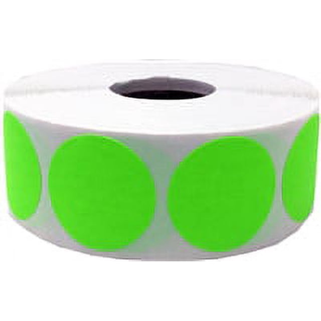 Fluorescent Green Circle Dot Stickers | 1" Inch Round | 500 Pack ...