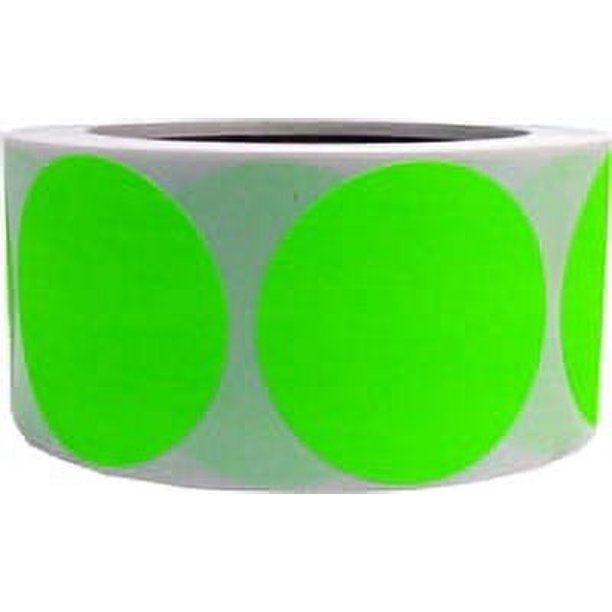 Fluorescent Green Circle Stickers | 2" Inches Round | 500 Pack ...