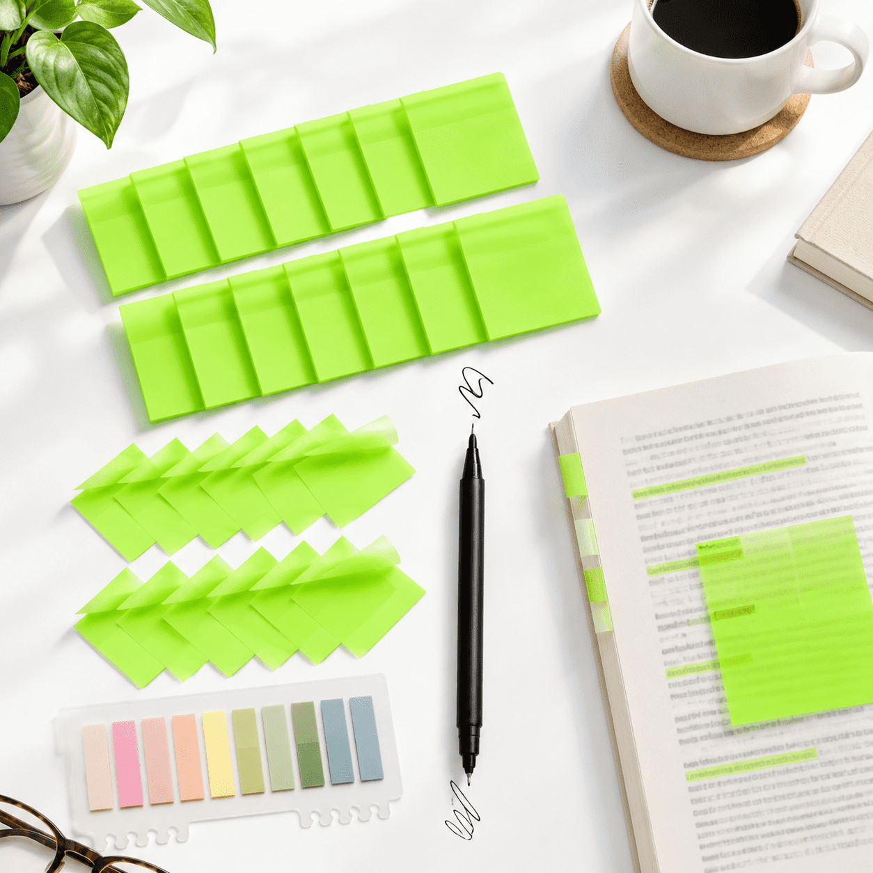 Fluorescent Green Fluorescent Color 3x3 Inch Transparent Sticky Notes ...