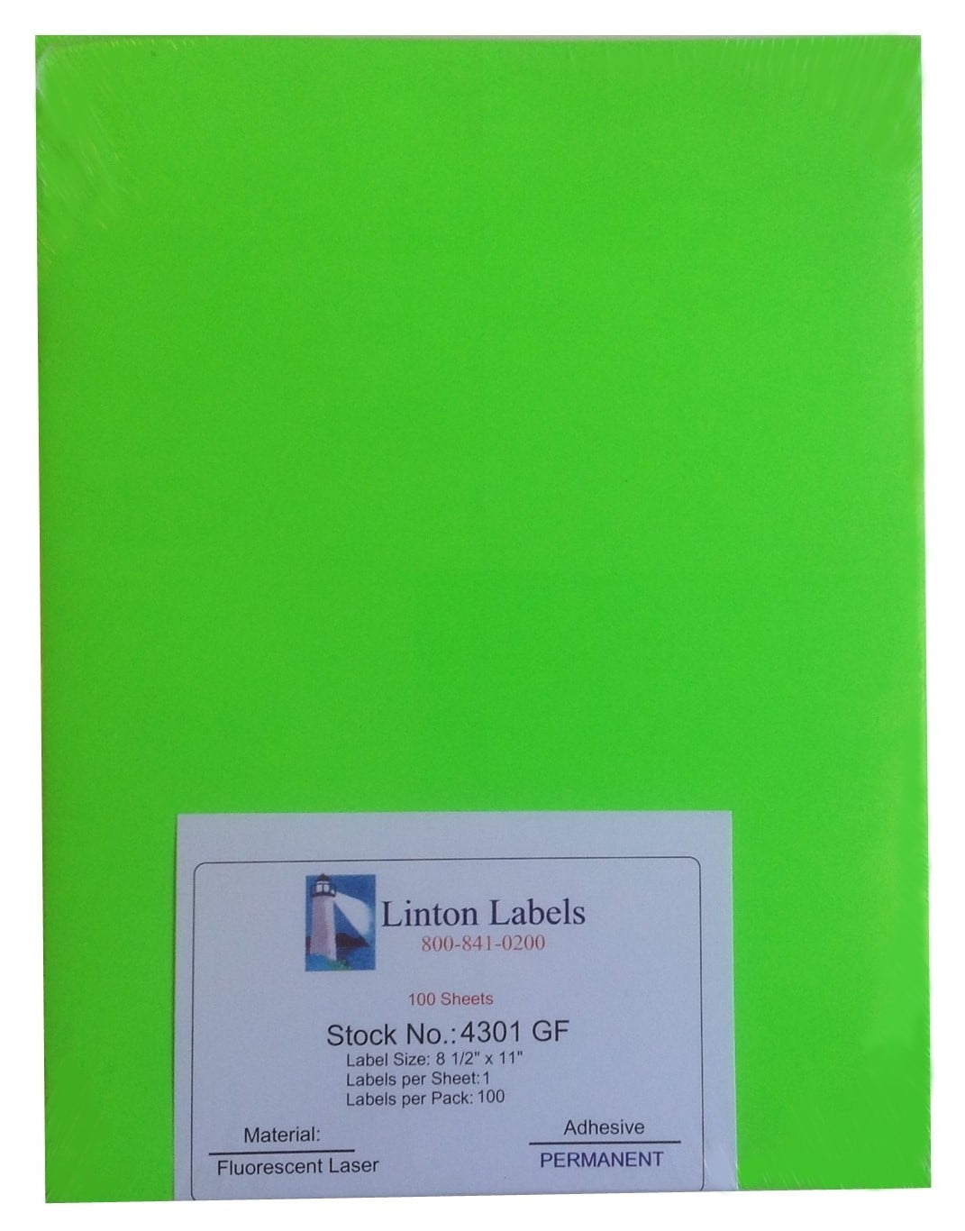 Fluorescent Green Laser Labels, 8.5" x 11", Full Sheet Label, Permanent ...