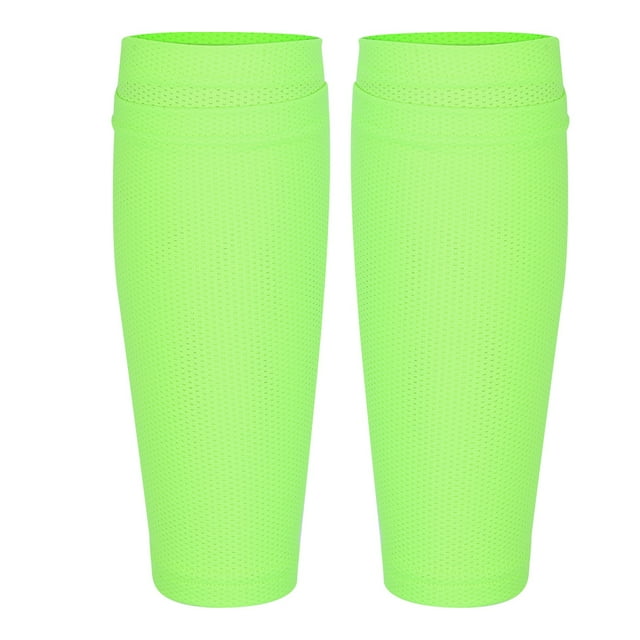 Fluorescent Green Nylon Soccer Shin Guard Sleeves For Outdoor Sports