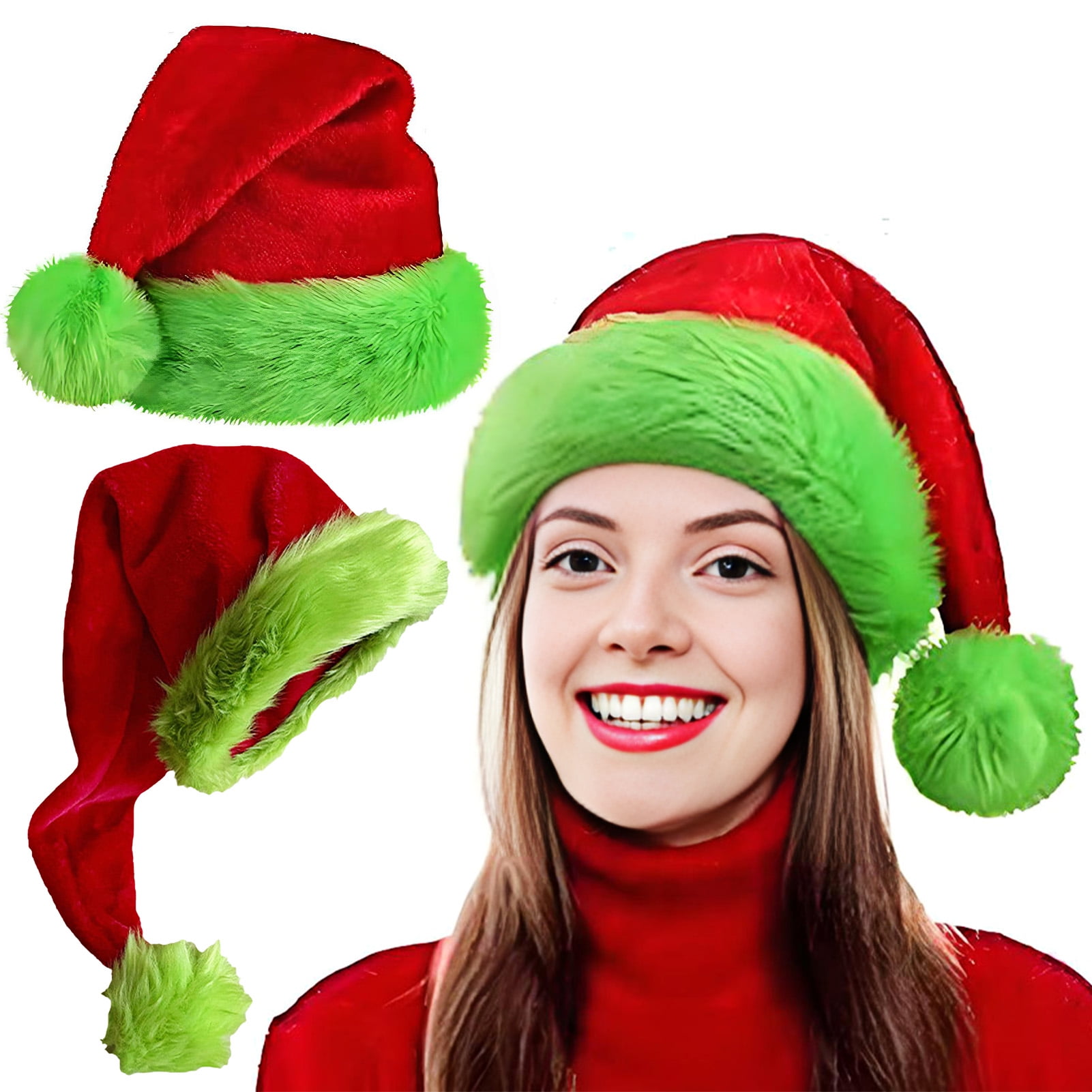 Fluorescent Green Santa Hat Glow-in-The-Dark Christmas Party Hat for ...