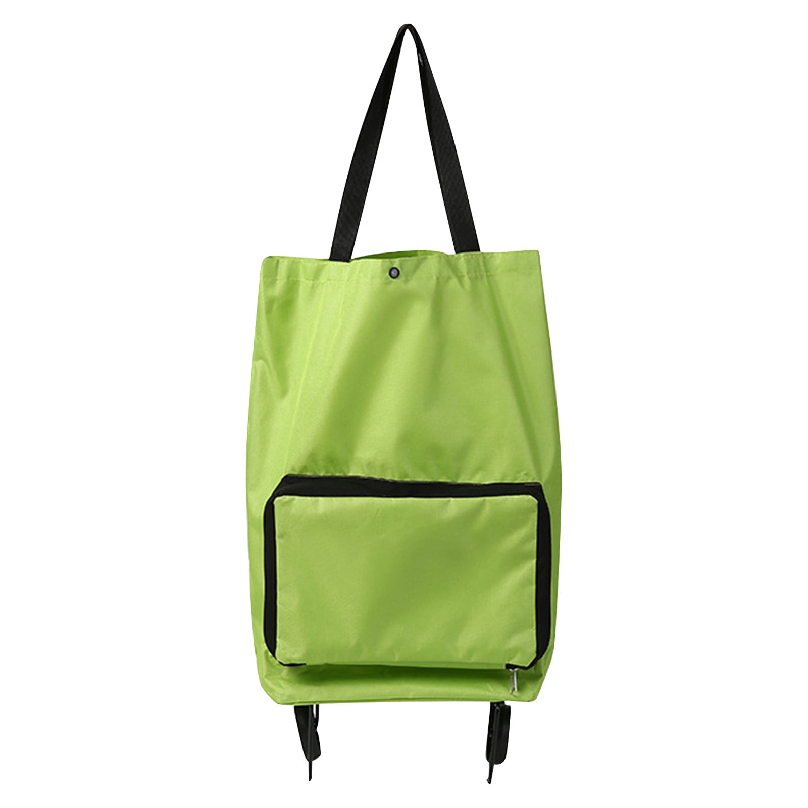 Fluorescent Green Wheeled Oxford Cloth Foldable Shopping Bag - Portable ...