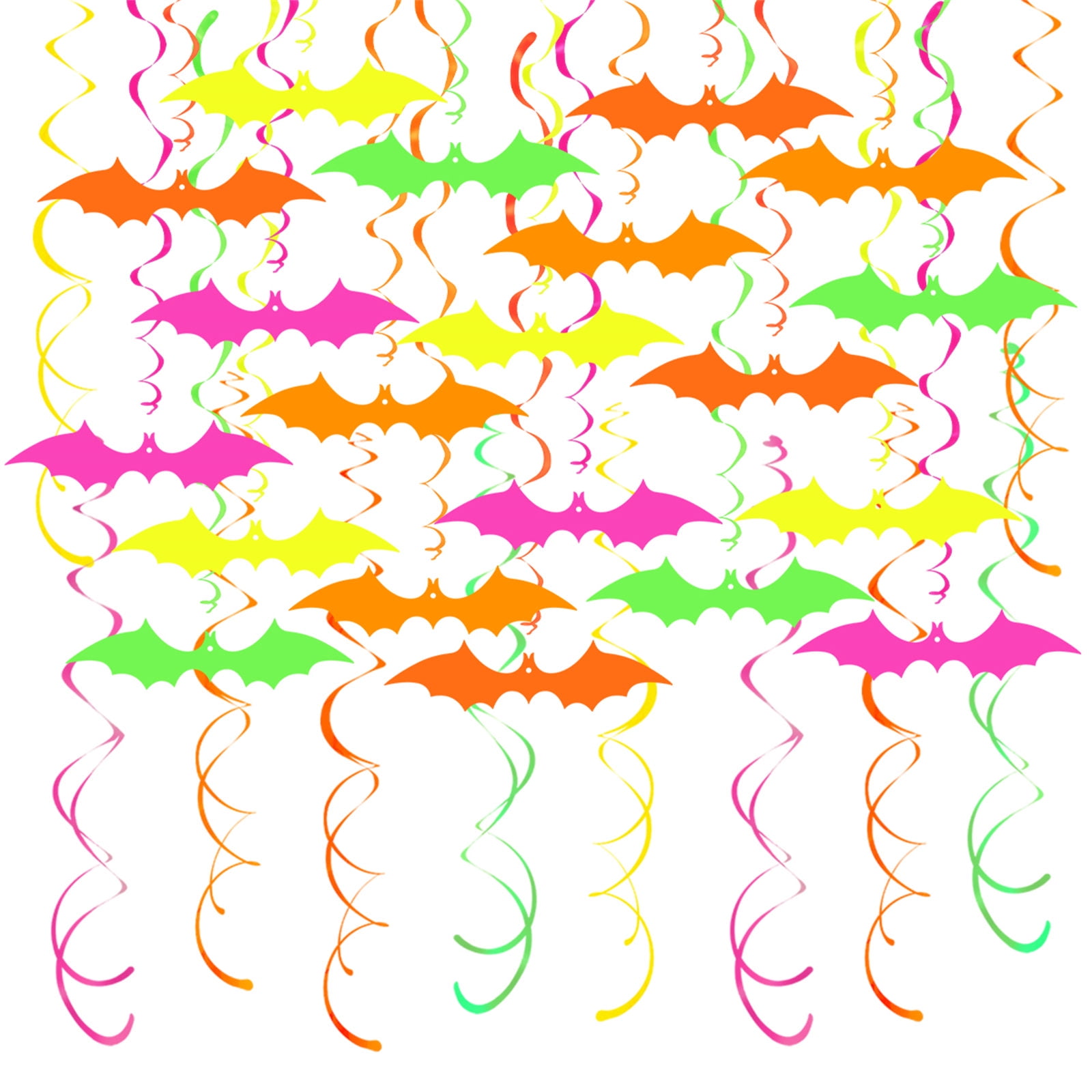 Fluorescent Halloween Bat Spirals Ornament Easy Party Supplies ...