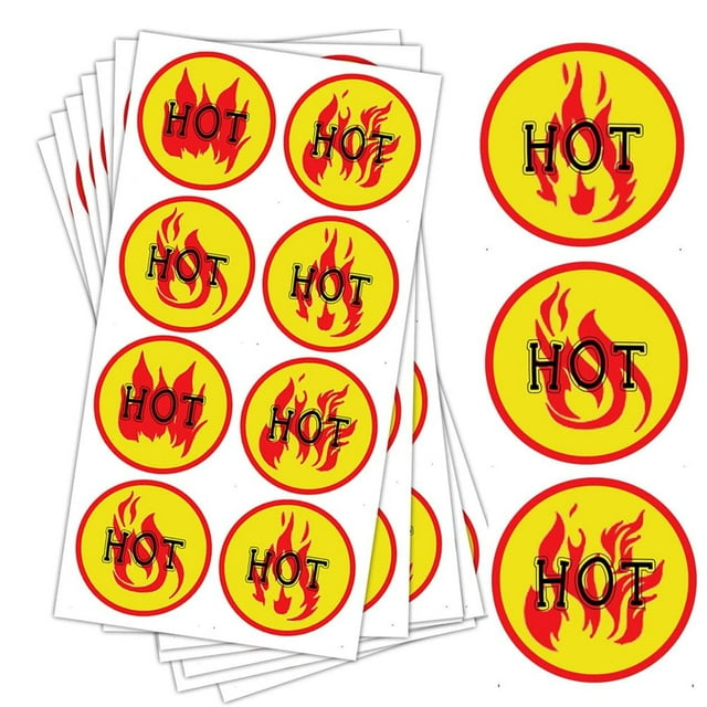 Fluorescent Hot Stickers 1.5inch Flame Stickers Hot Labels Hot Imprint ...