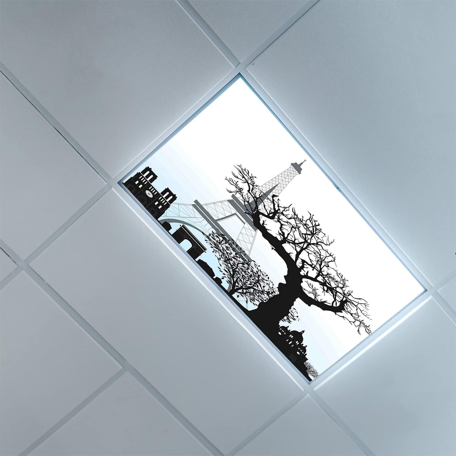 Fluorescent Light Cover Decorative Ceiling Light Filters,Paris Pattern ...