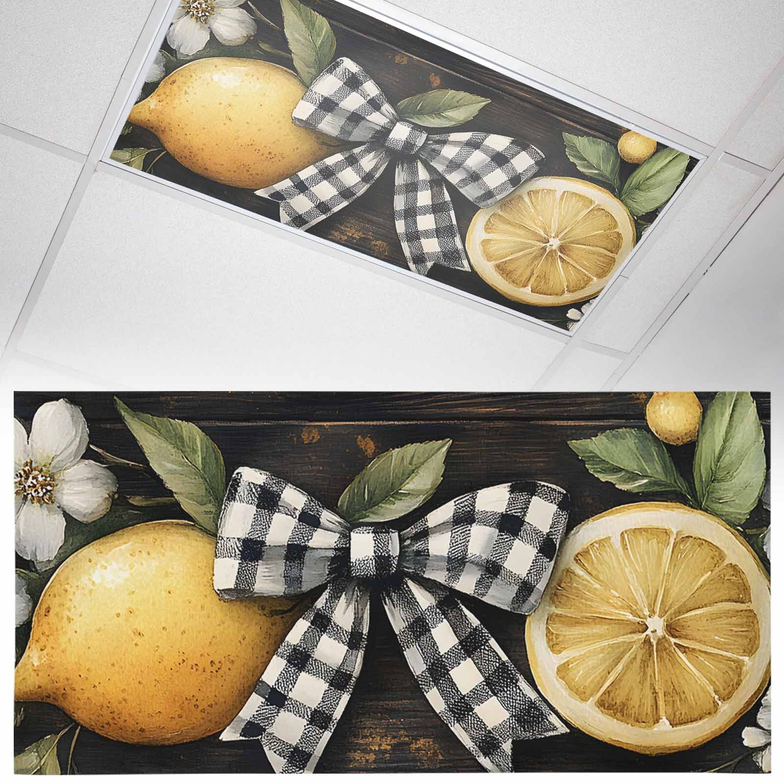 Fluorescent Light Covers 1 Pack 4x2 ft Lemon Bow Ceiling Light Covers ...