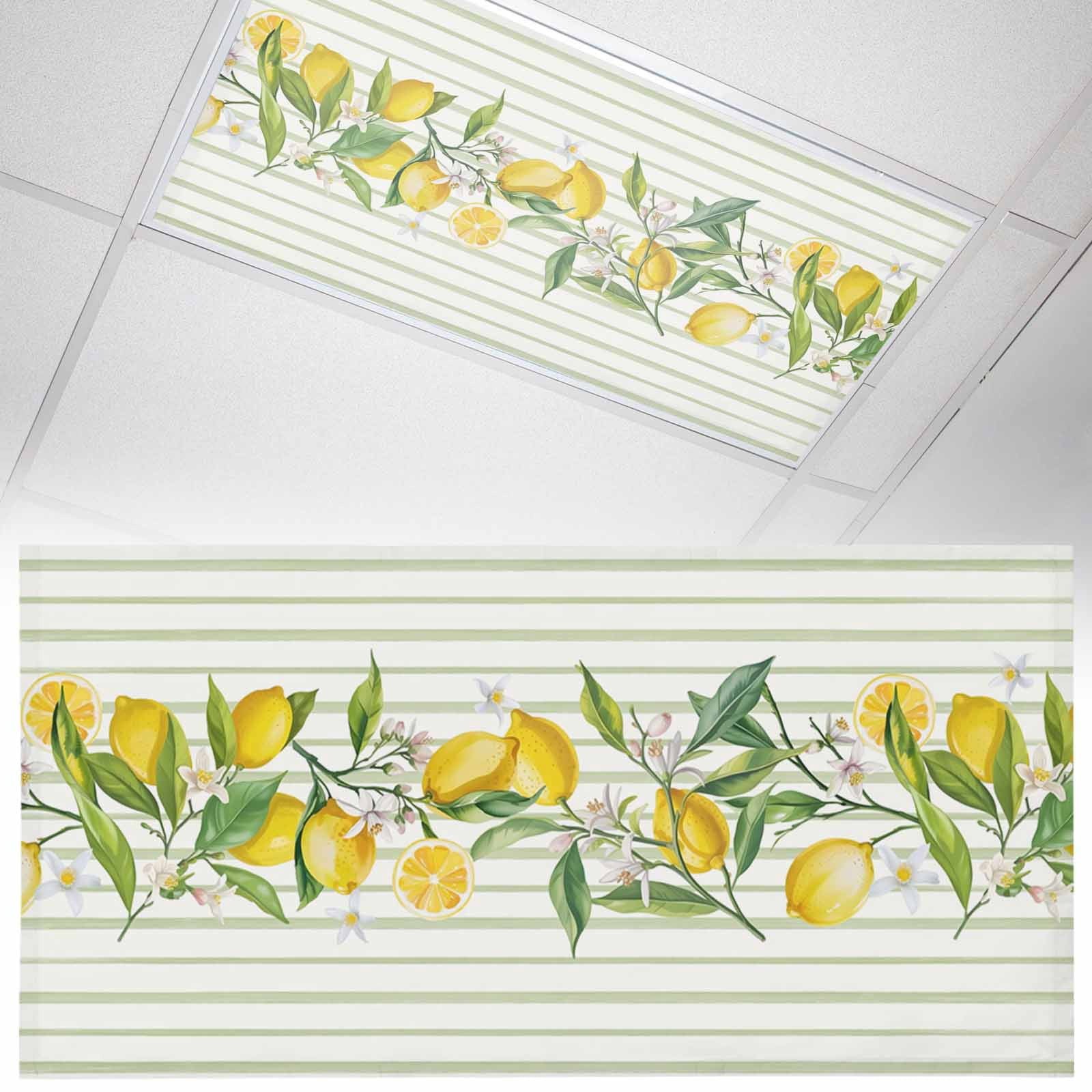 Fluorescent Light Covers 1 Pack 4x2 ft Lemon Flower Leaf Ceiling Light ...