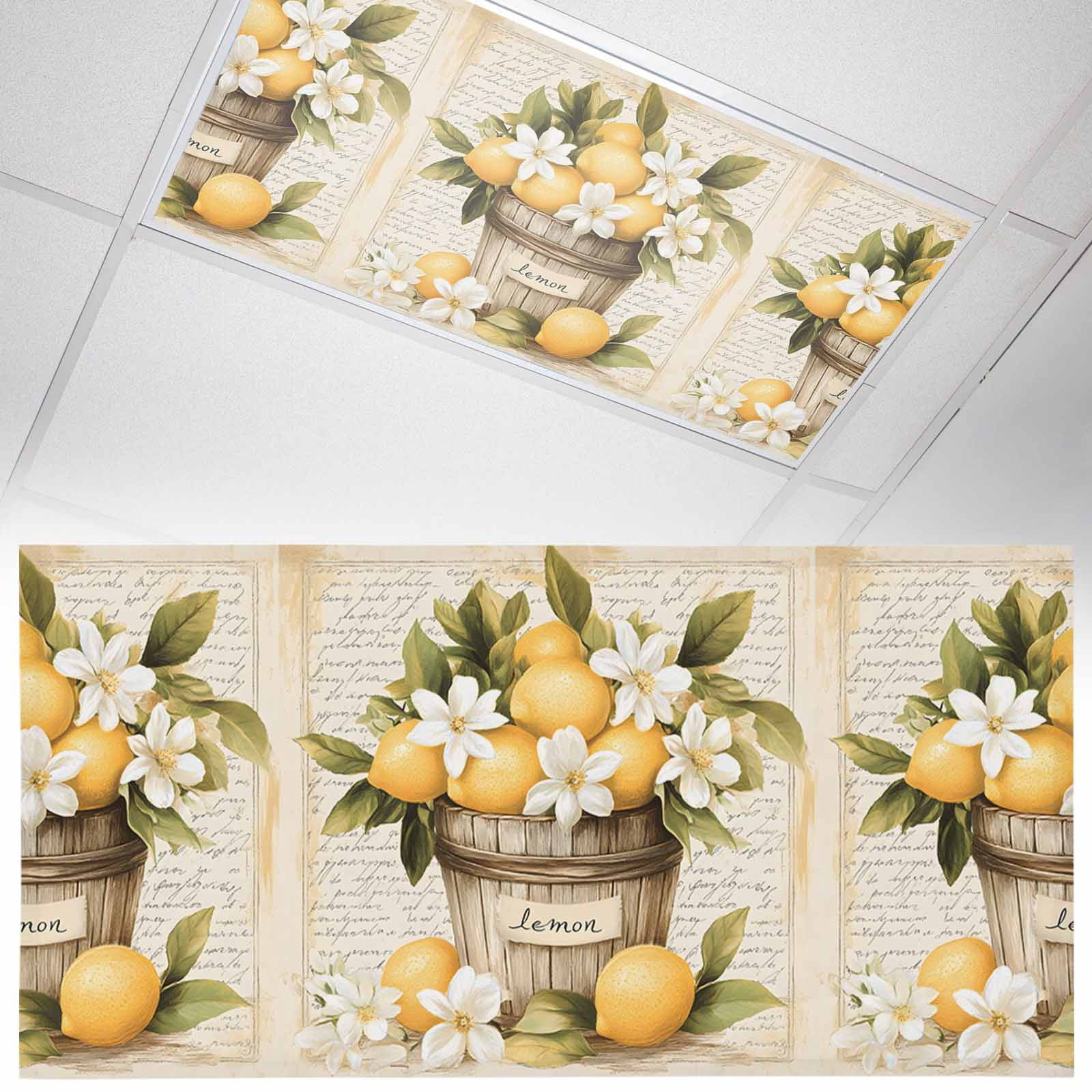 Fluorescent Light Covers 1 Pack 4x2 ft Vintage Lemon Ceiling Light ...