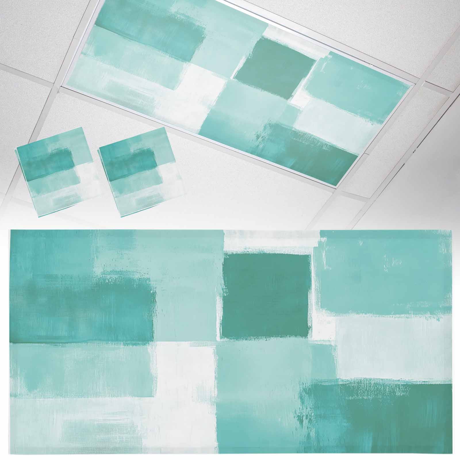Fluorescent Light Covers 2 Pack 4x2 ft Teal Green Oil Painting Ceiling ...
