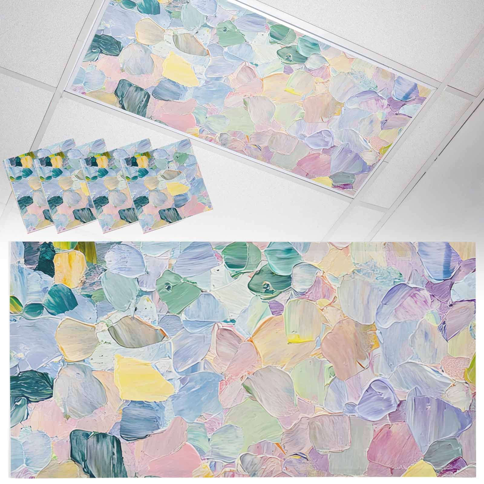 Fluorescent Light Covers 4 Pack 4x2 ft Oil Painting Ceiling Light ...