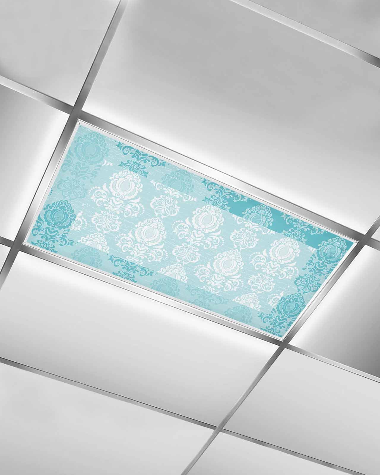 Fluorescent Light Covers for Ceiling Lights 1 Pack, Aqua Boho Magnetic ...