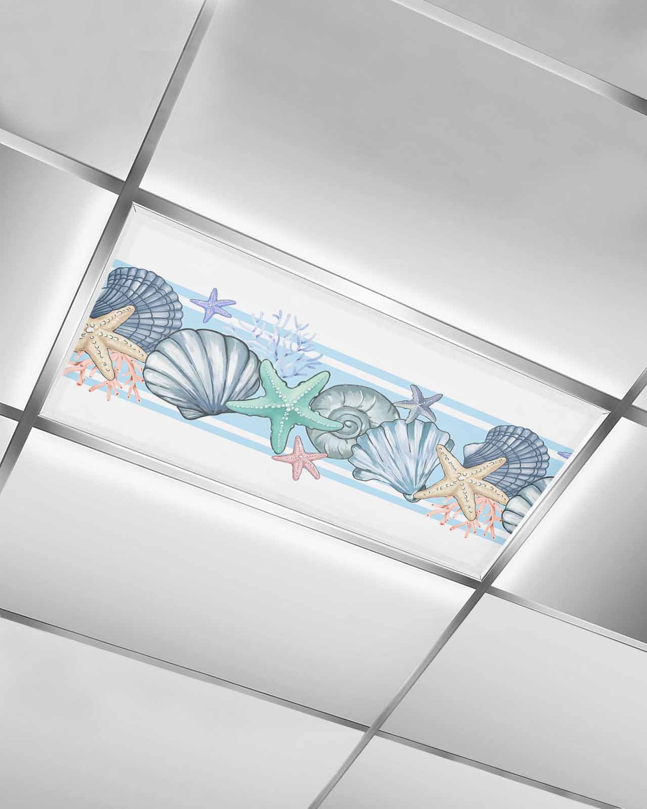Fluorescent Light Covers for Ceiling Lights 1 Pack, Blue Coastal ...