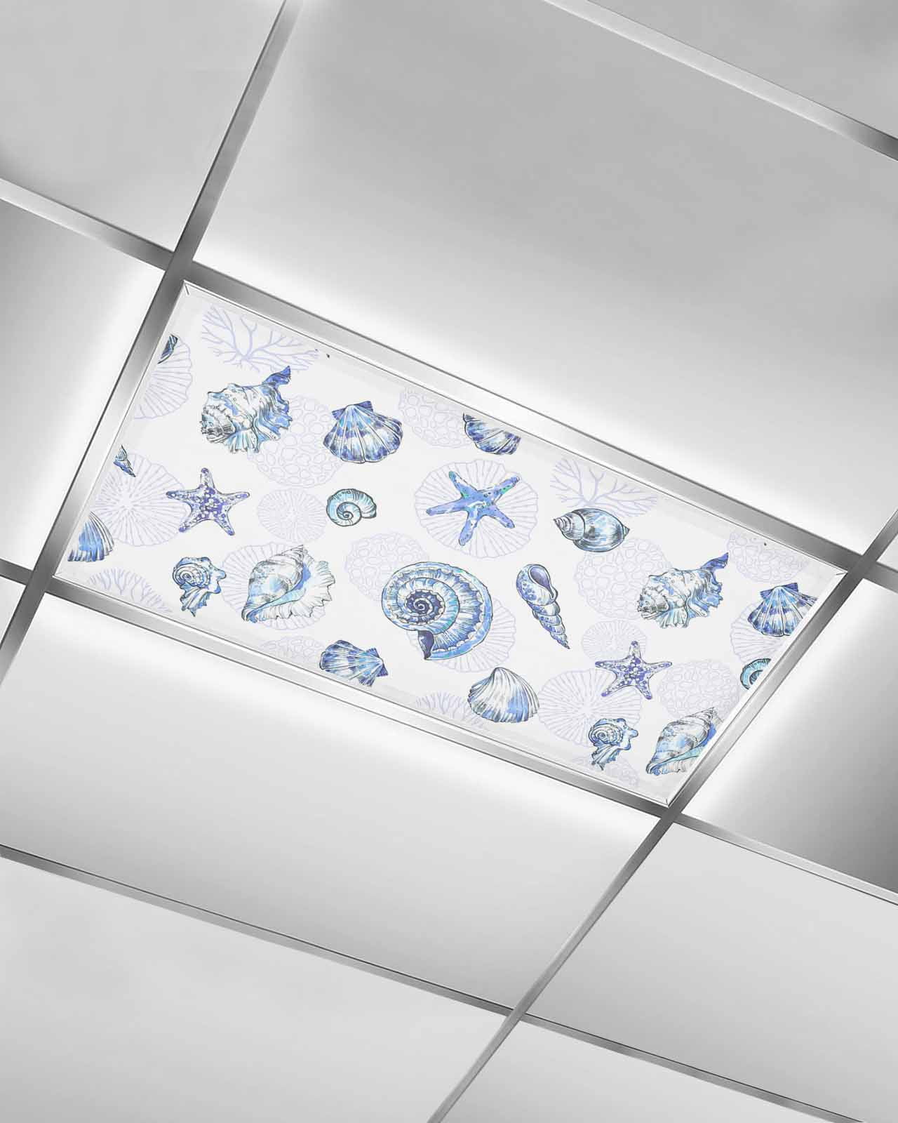 Fluorescent Light Covers for Ceiling Lights 1 Pack, Blue Coastal Magnetic Ceiling Light Covers ...