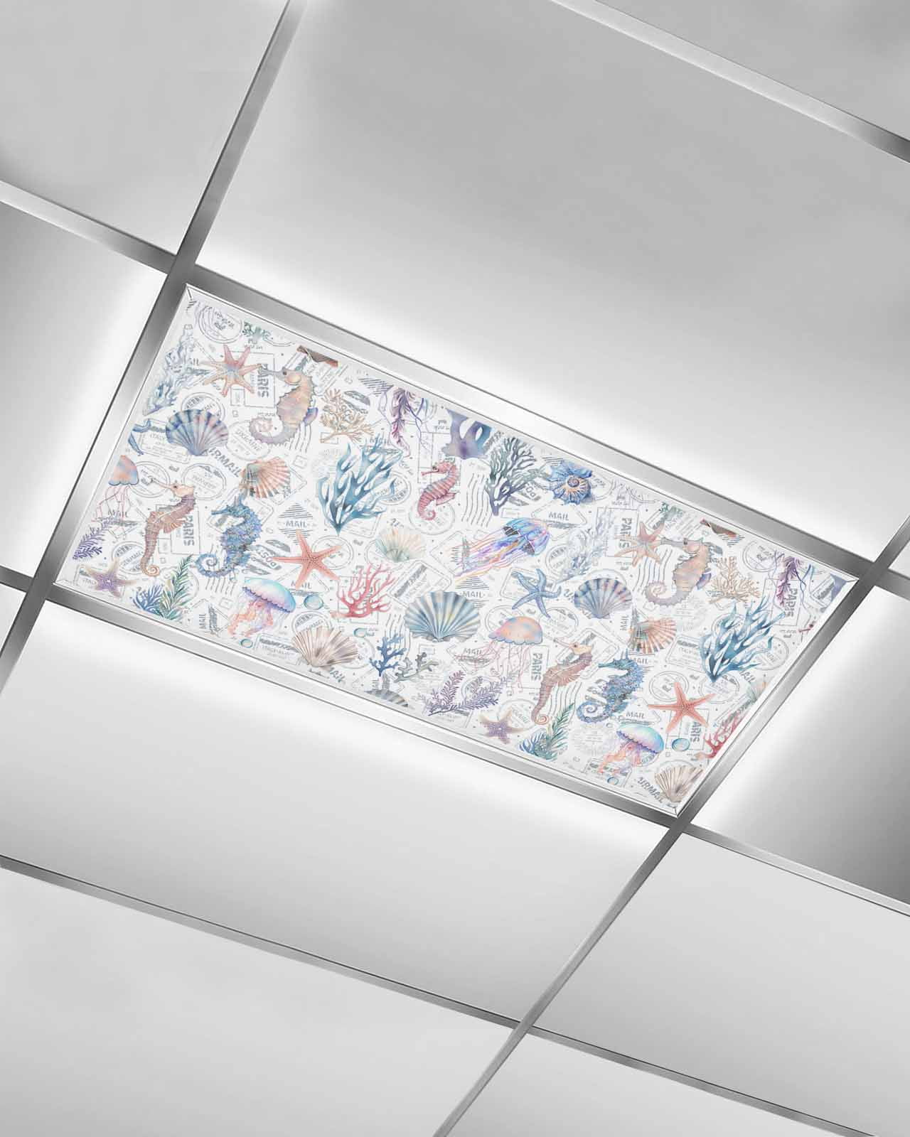 Fluorescent Light Covers for Ceiling Lights 1 Pack, Blue Coastal ...