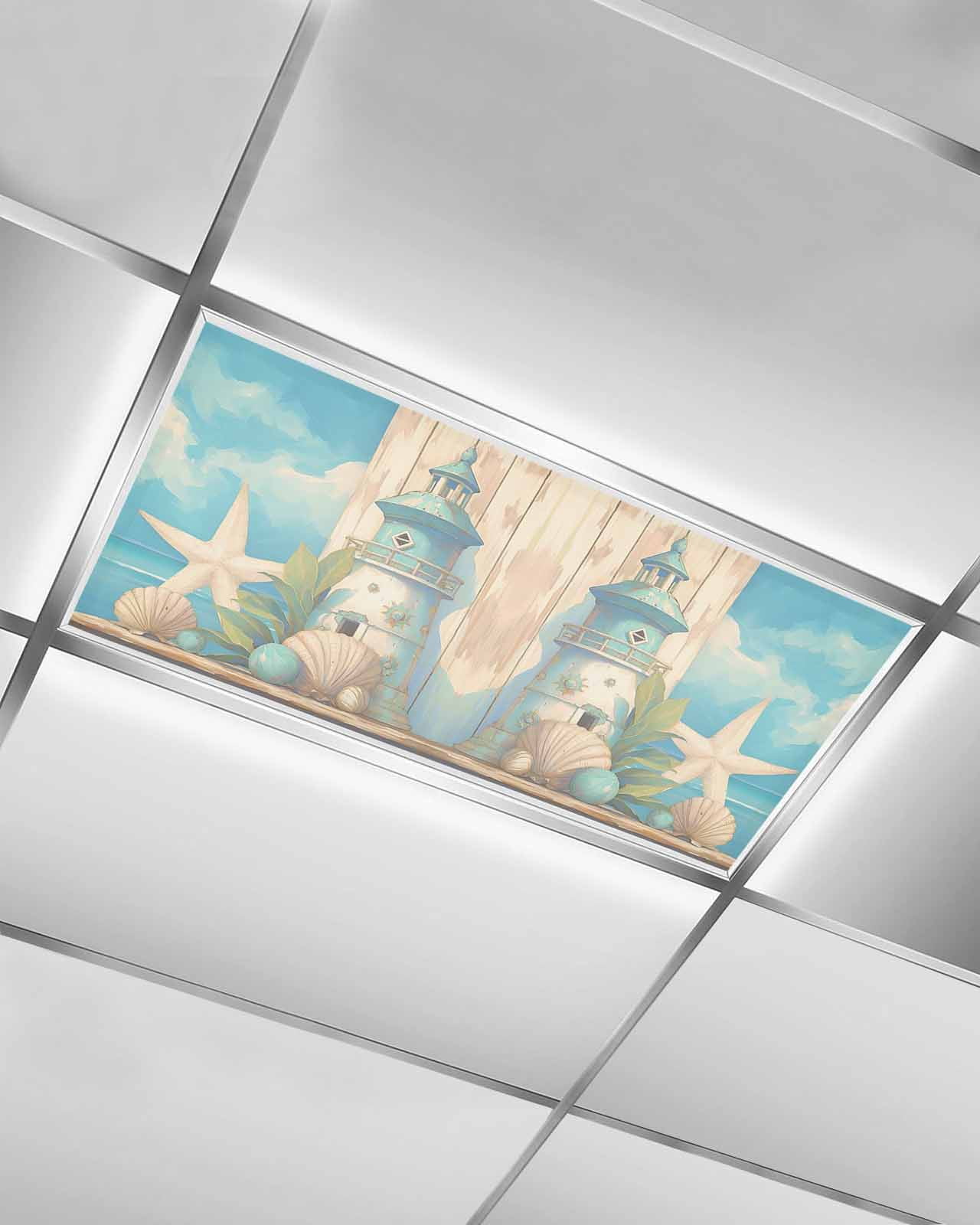 Fluorescent Light Covers for Ceiling Lights 1 Pack,Blue Coastal ...
