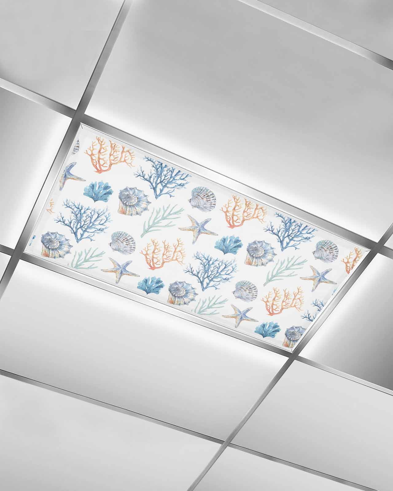 Fluorescent Light Covers for Ceiling Lights 1 Pack,Blue Coral Magnetic ...