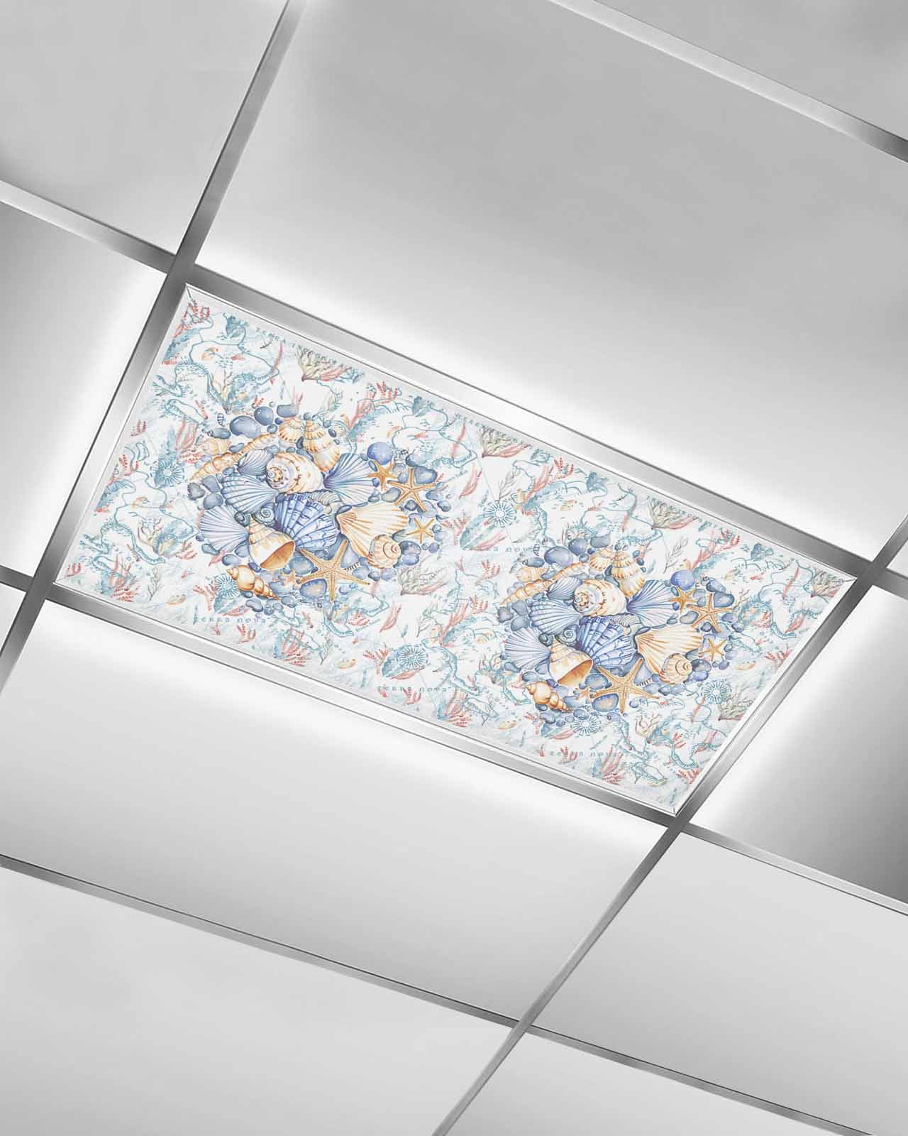 Fluorescent Light Covers for Ceiling Lights 1 Pack, Blue Summer Coastal ...