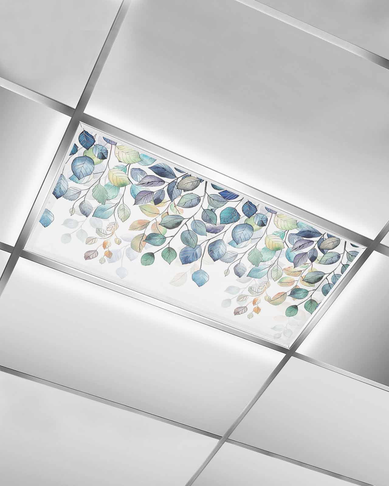 Fluorescent Light Covers for Ceiling Lights 1 Pack, Blue Teal Botanical ...