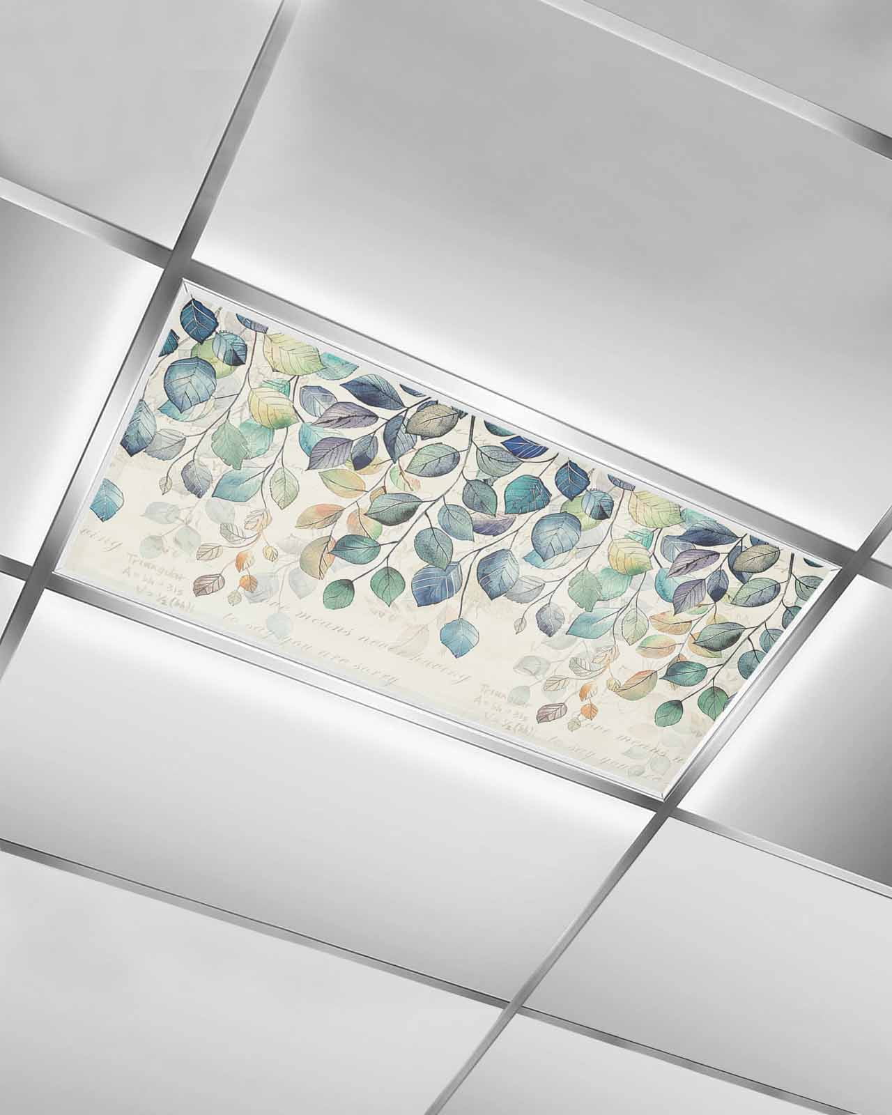 Fluorescent Light Covers for Ceiling Lights 1 Pack, Blue Teal Botanical ...