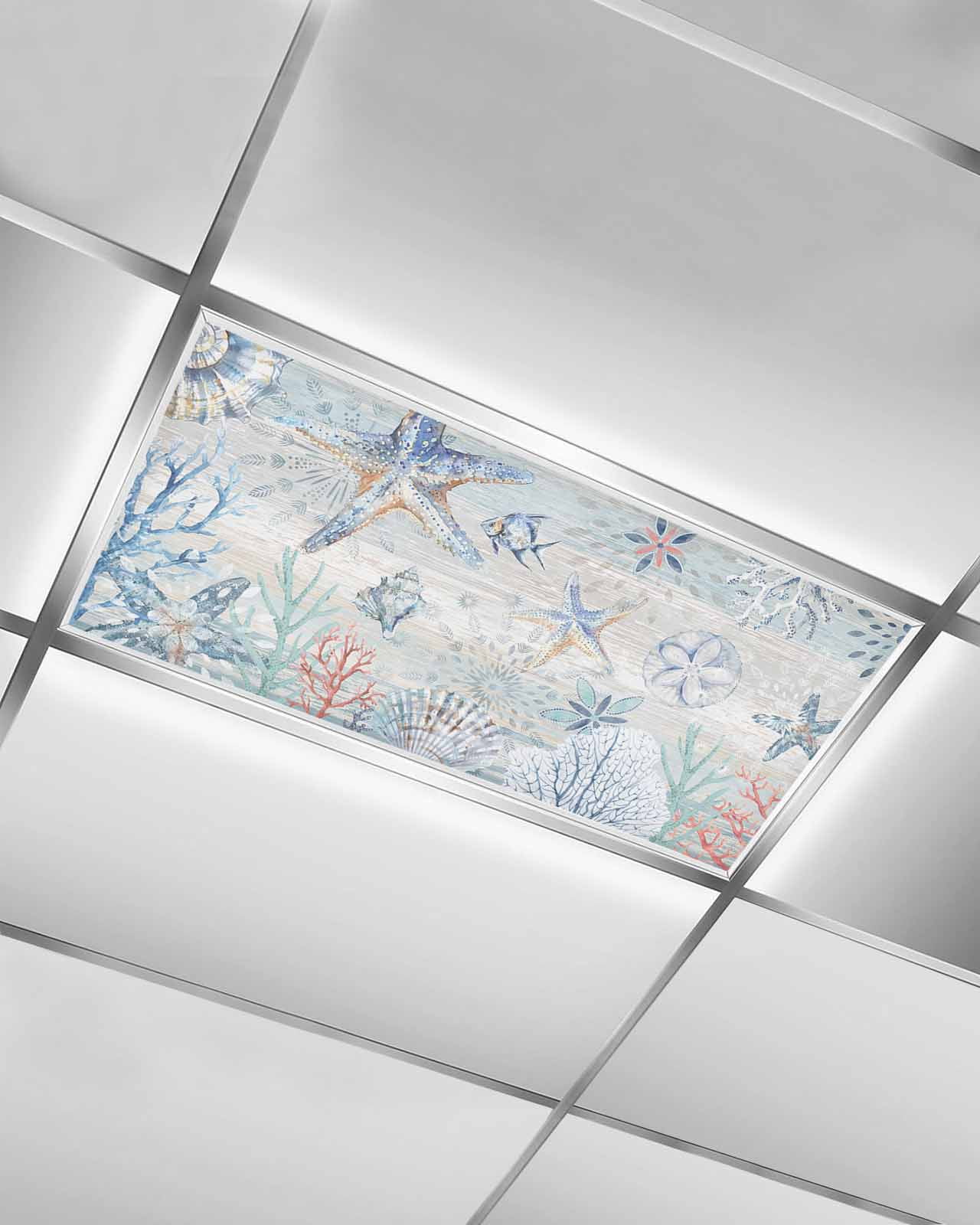 Fluorescent Light Covers for Ceiling Lights 1 Pack, Coastal Starfish ...